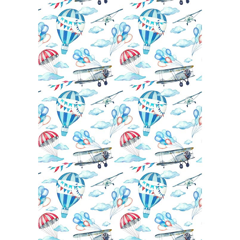 Children Photography Backdrops Cartoon Hot Air Balloons Plane Clouds ...