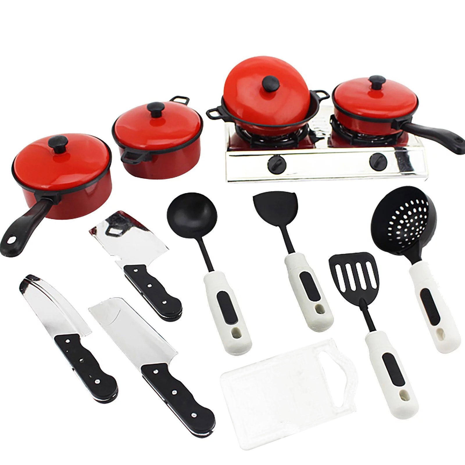 Children Play House Toy Kitchens Red Tableware Kitchen Toys Pretend ...