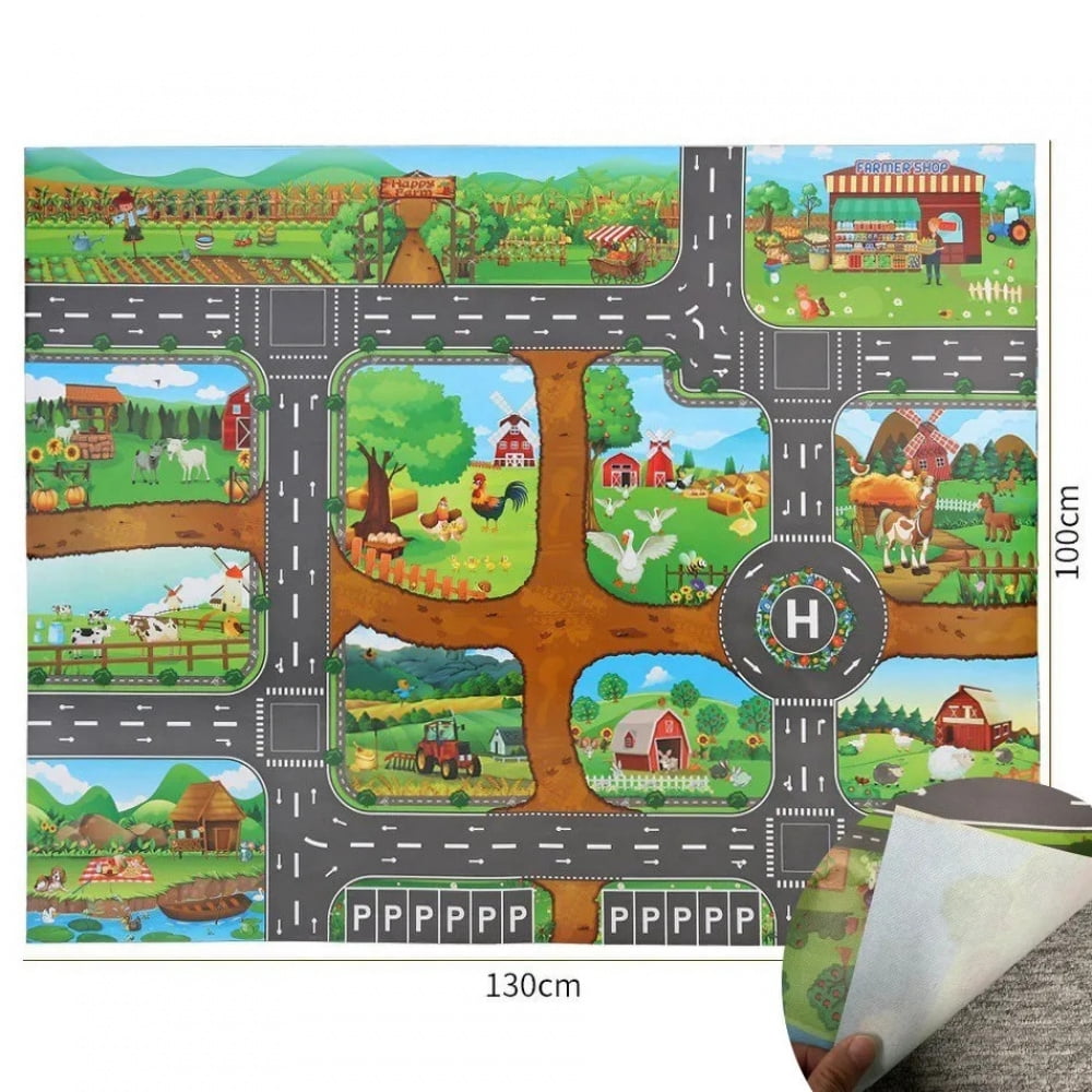 Children Playmat Activity Surface Waterproof Map Kids Animal Road Toy ...