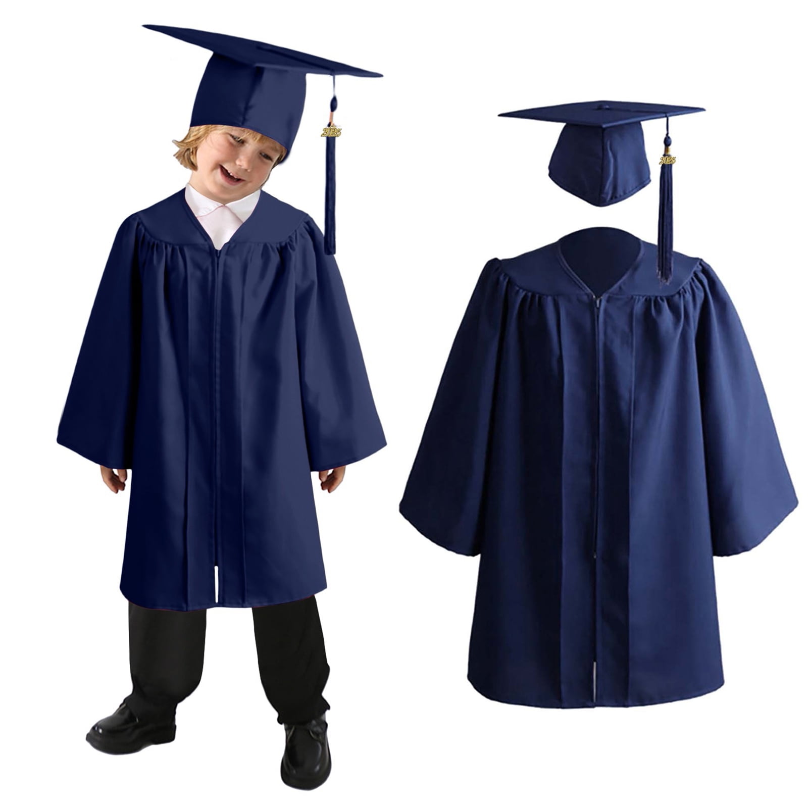 Children Preschool Graduation Cap and Gown with Tassel Blue Cap and ...