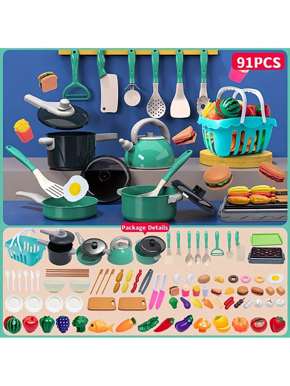 Children Pretend Play Simulation Kitchen Utensils Set Toy, High ...