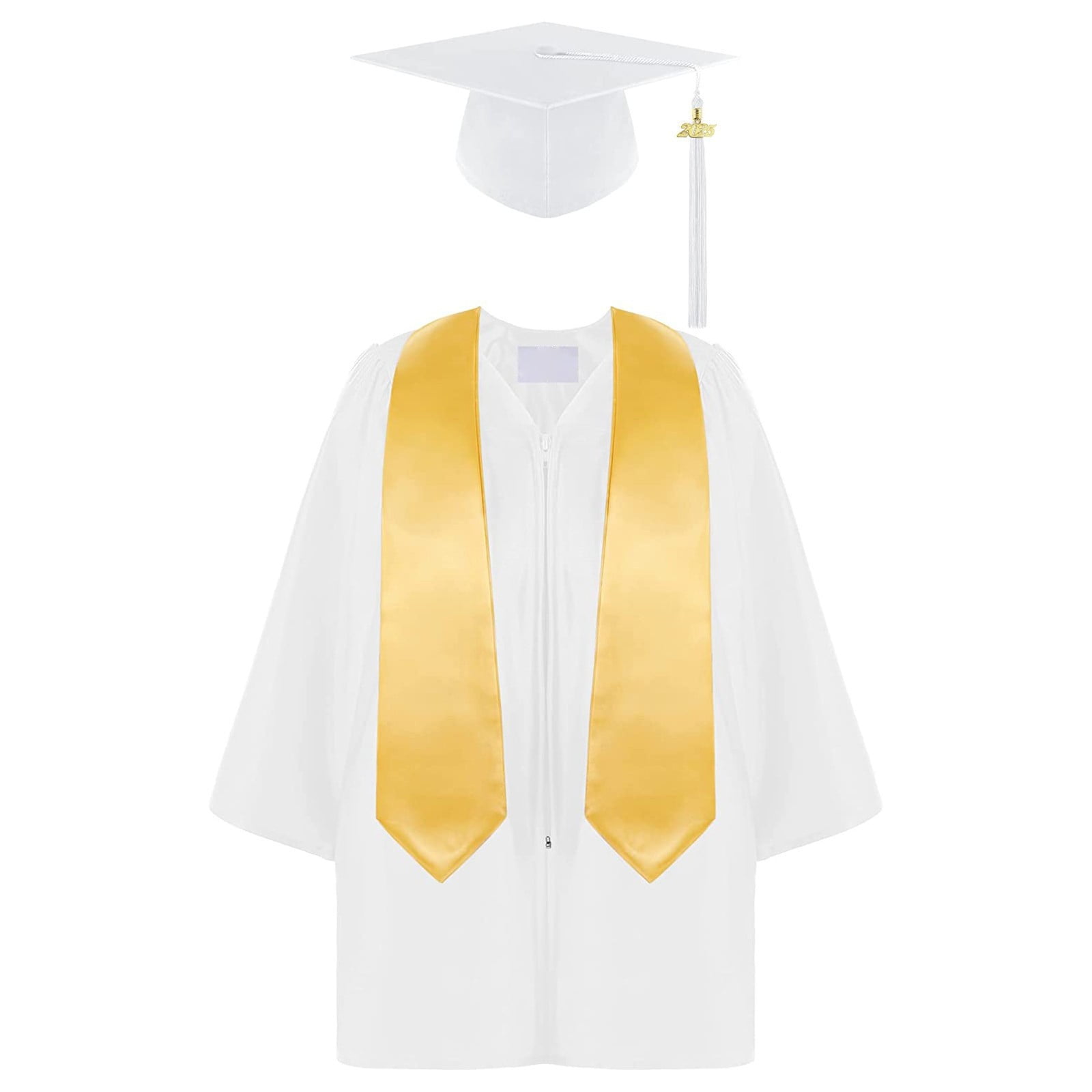 Children Primary School Graduation Cap And Gown With Tassel White Cap ...