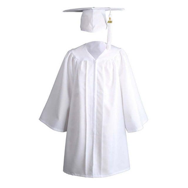 Children Primary School Graduation Cap and Gown Graduation White Cap ...