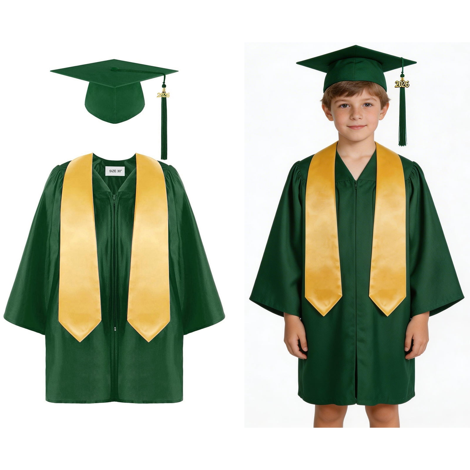 Children Primary School Graduation Cap and Gown Set Green Cap and Gown ...