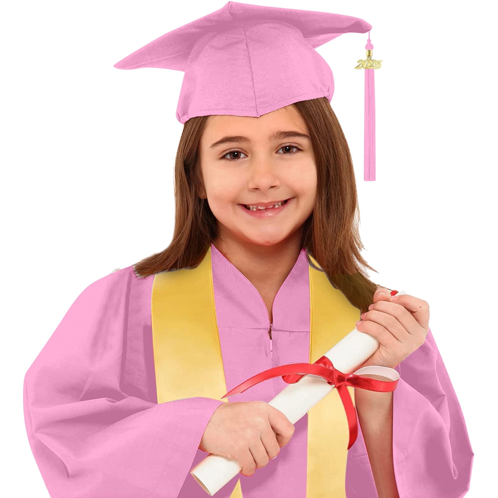 Children Primary School Graduation Gowns For Kids With Cap Pink Cap And ...
