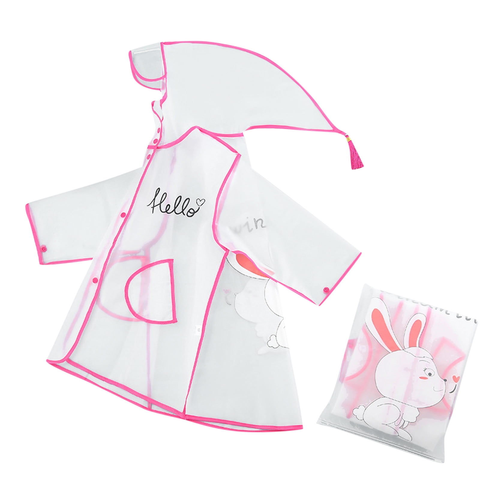 Children Raincoat Boy Toddlers Girls Baby Cartoon Rabbit Pattern EVA Transparent Poncho With Hat ...