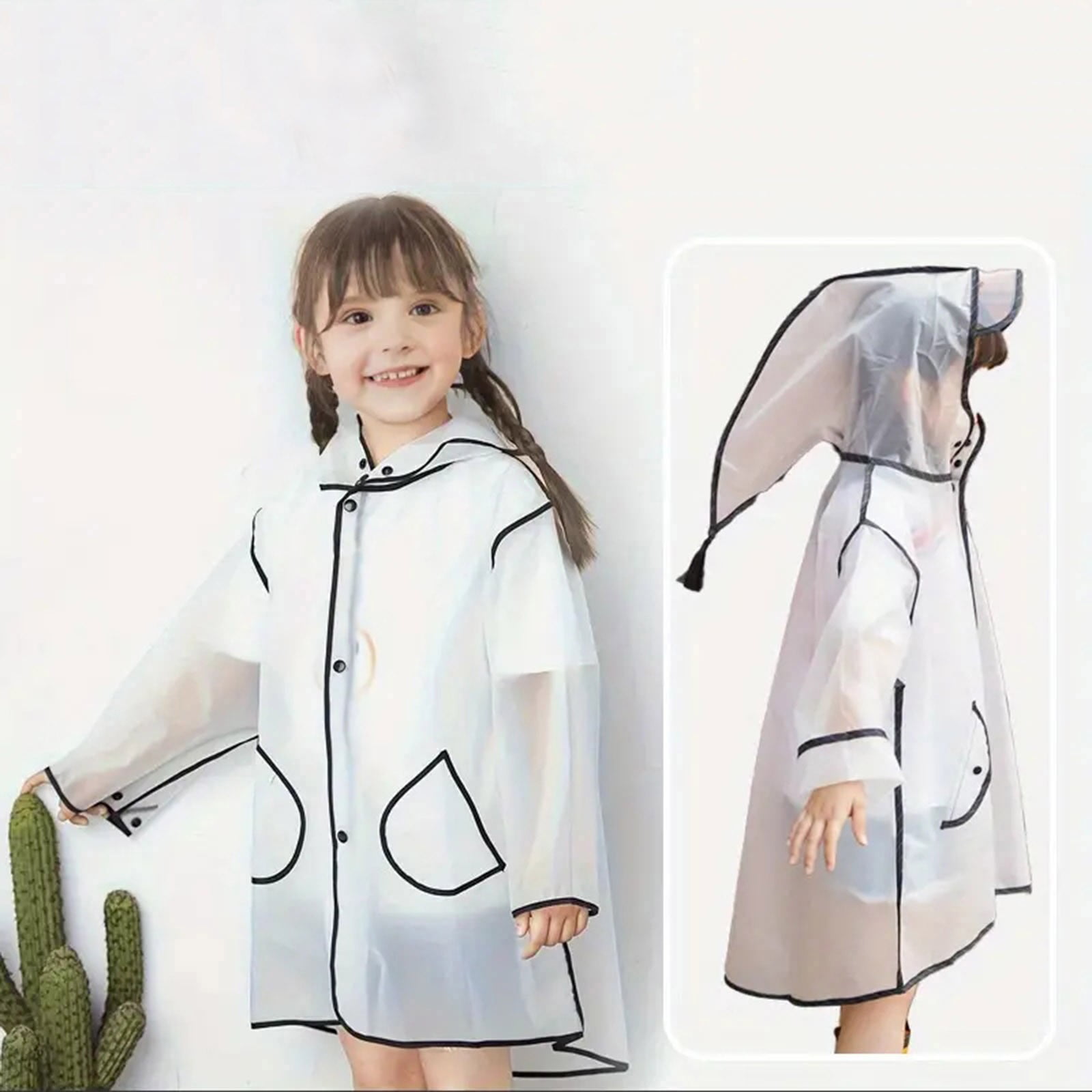 Children Raincoat Cute Cartoon Baby Transparent Fashion Wrapped EVA Raincoat Umbrella for Rain ...