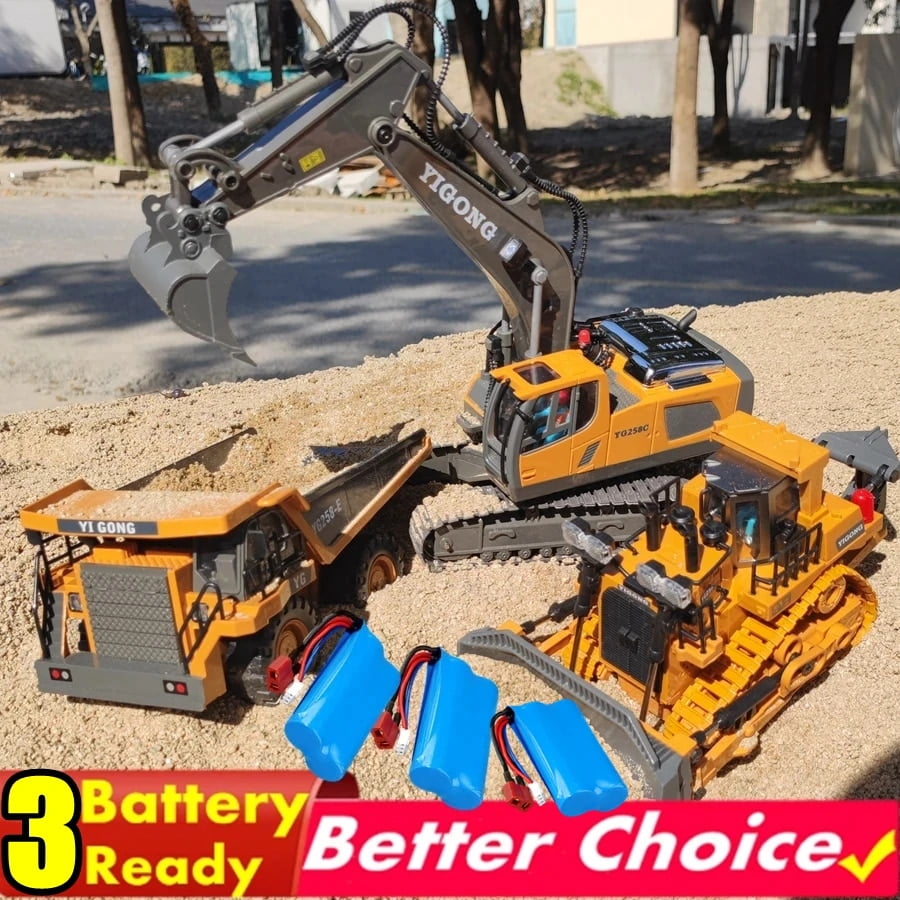 Children Remote Control Excavator RC Car Alloy Dump Truck Bulldozer ...