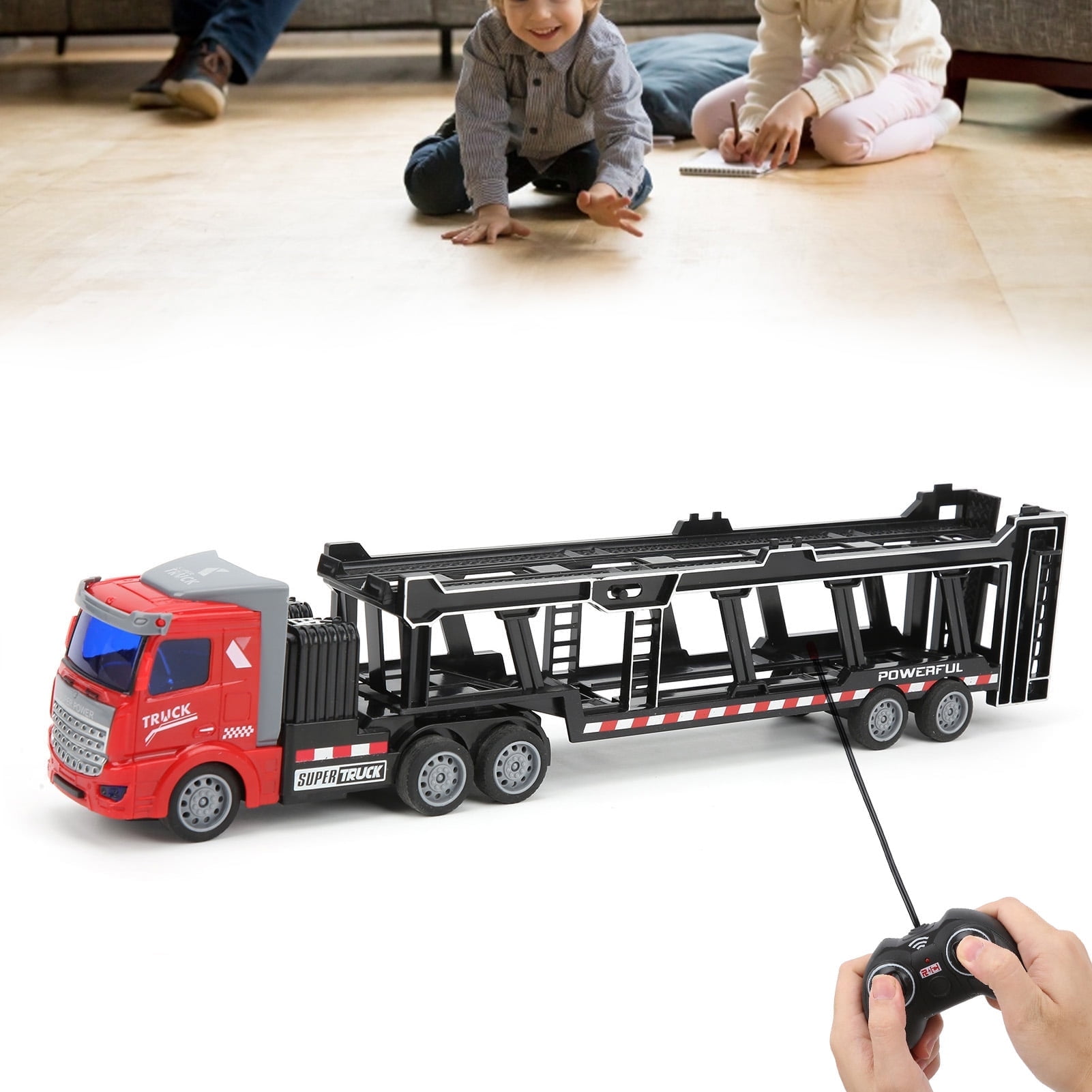 Children Remote Control RC Truck，Detachable Flatbed Semi-Trailer ...