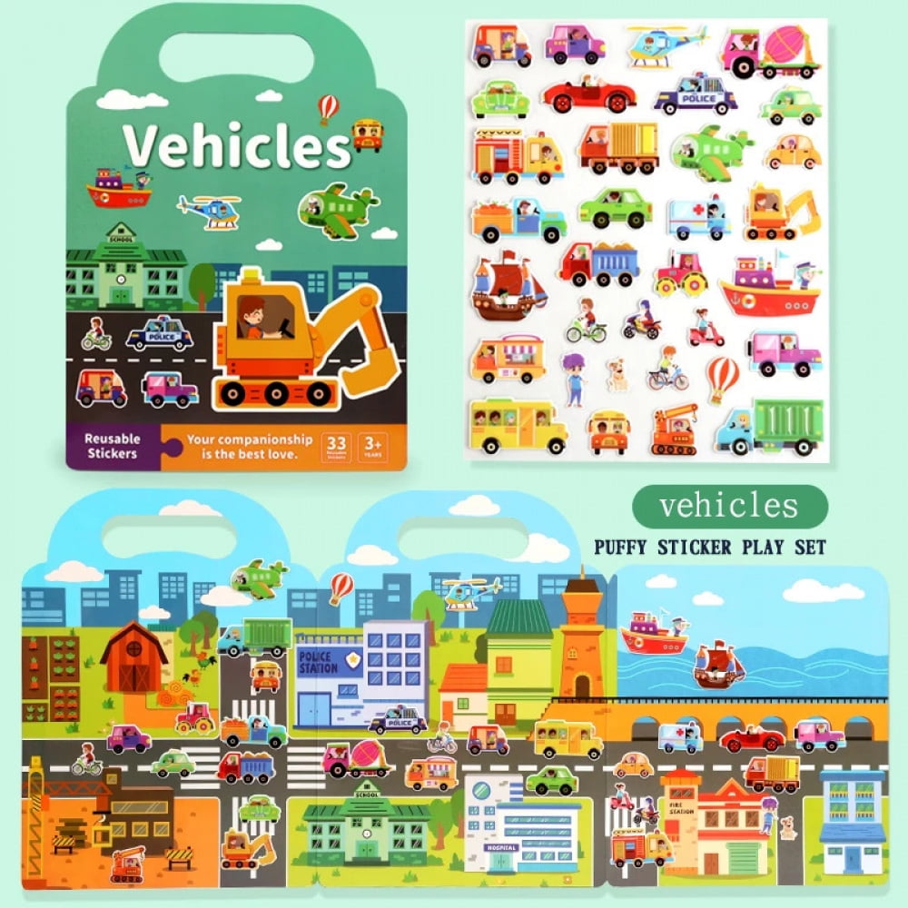 Children Reusable DIY Sticker Books Multi-Theme Bubble Sticker Jelly ...