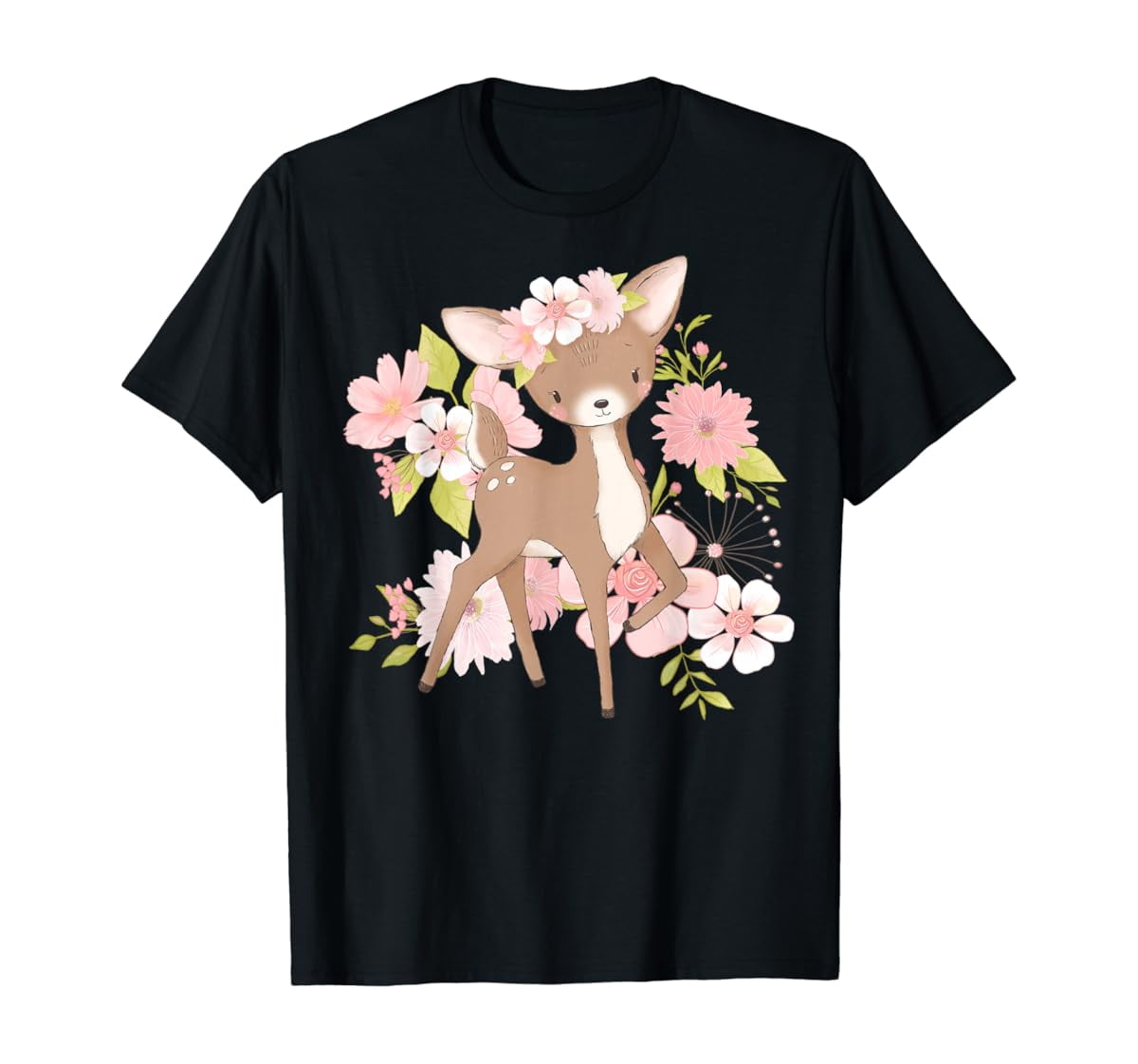 Children Roe Deer Fawn Red Deer Flower Motive T-Shirt, F1018 - Walmart.com