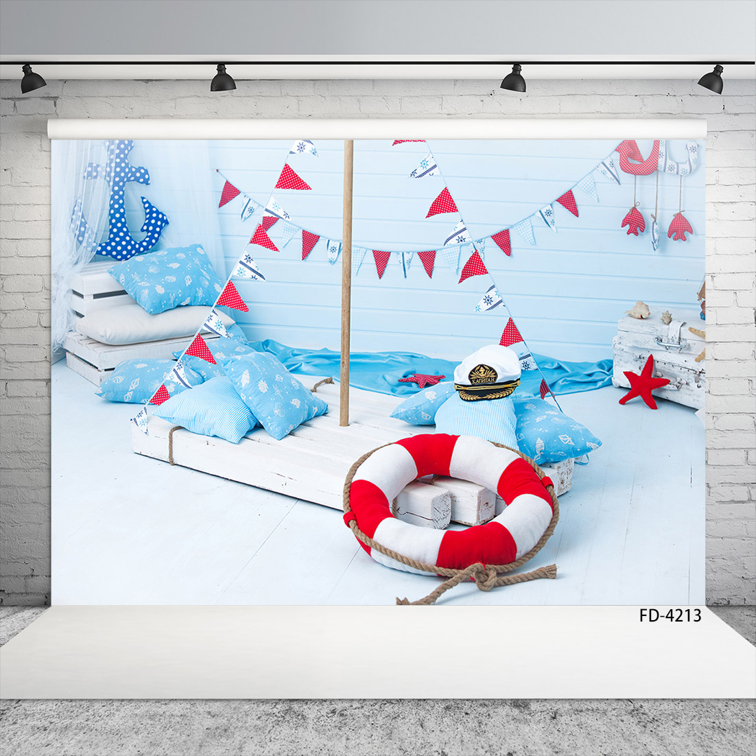 Children Room Sailor Lifebuoy Wooden Floor Boat Theme Photography ...