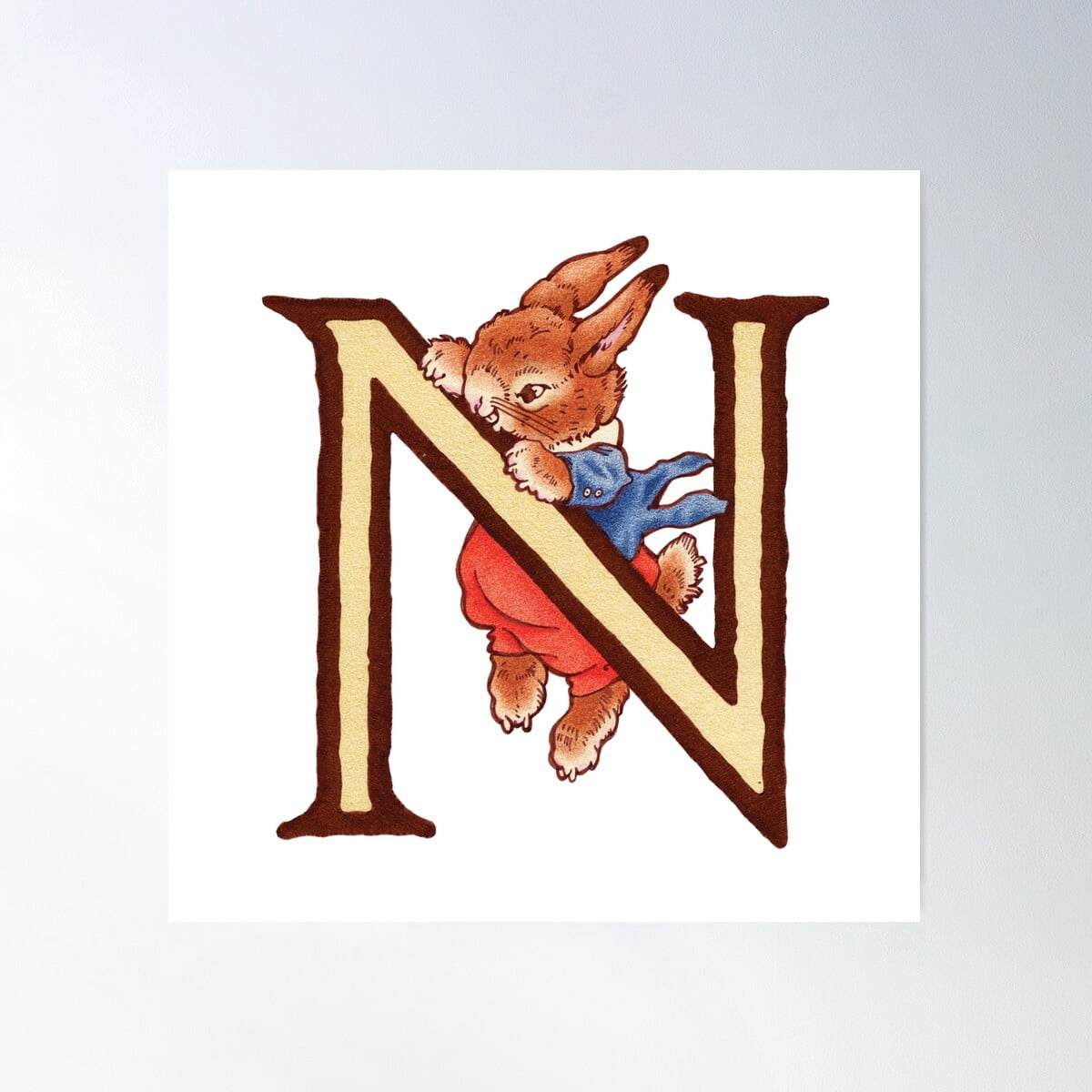 Children'S Alphabet And Numbers - The Letter N Poster Wall Art, Modern ...