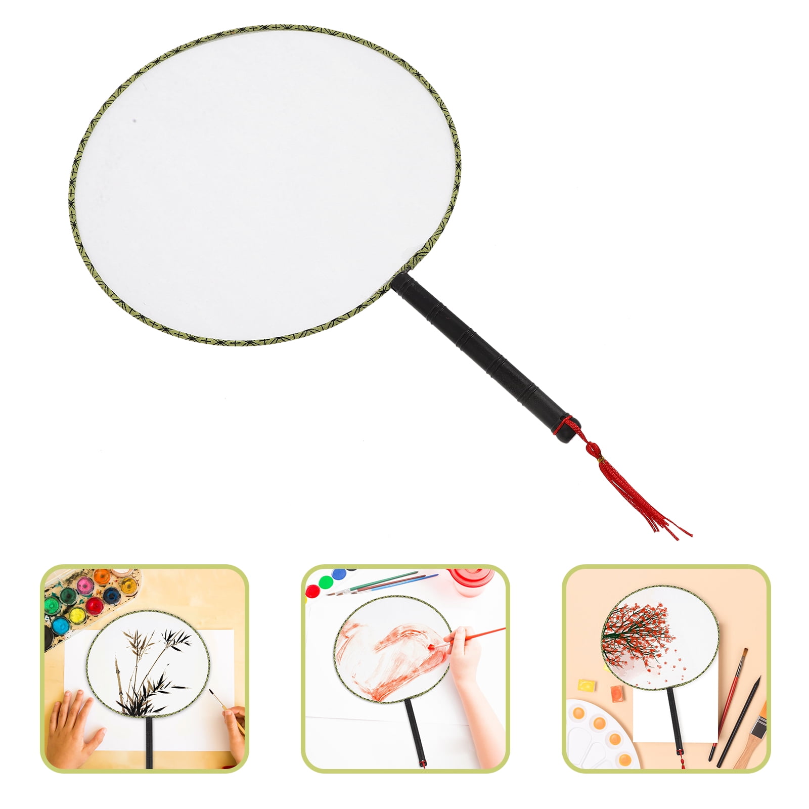Children'S Drawing Fan, 10pcs White Chinese Hand Silk Cloth Fan ...