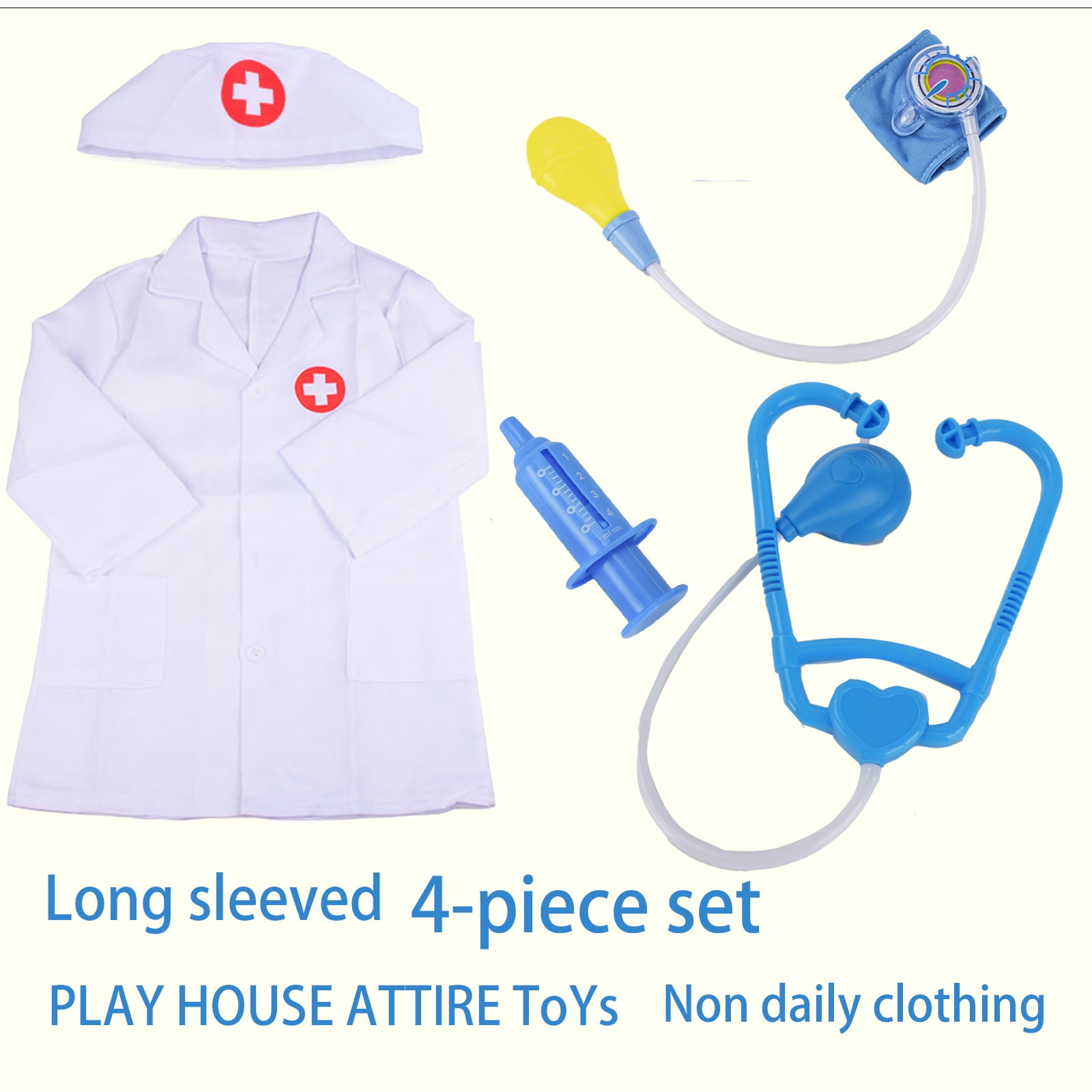Children'S Family Doctor Suit Short/ Long Sleeved Stethoscope Syringe ...