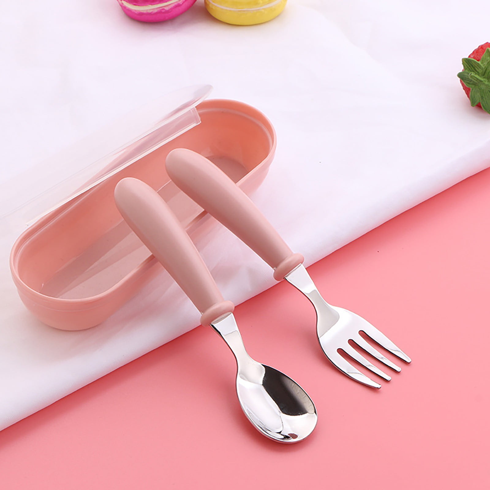 Children'S Fork And Spoon Box Three-Piece Set Pink - Walmart.com