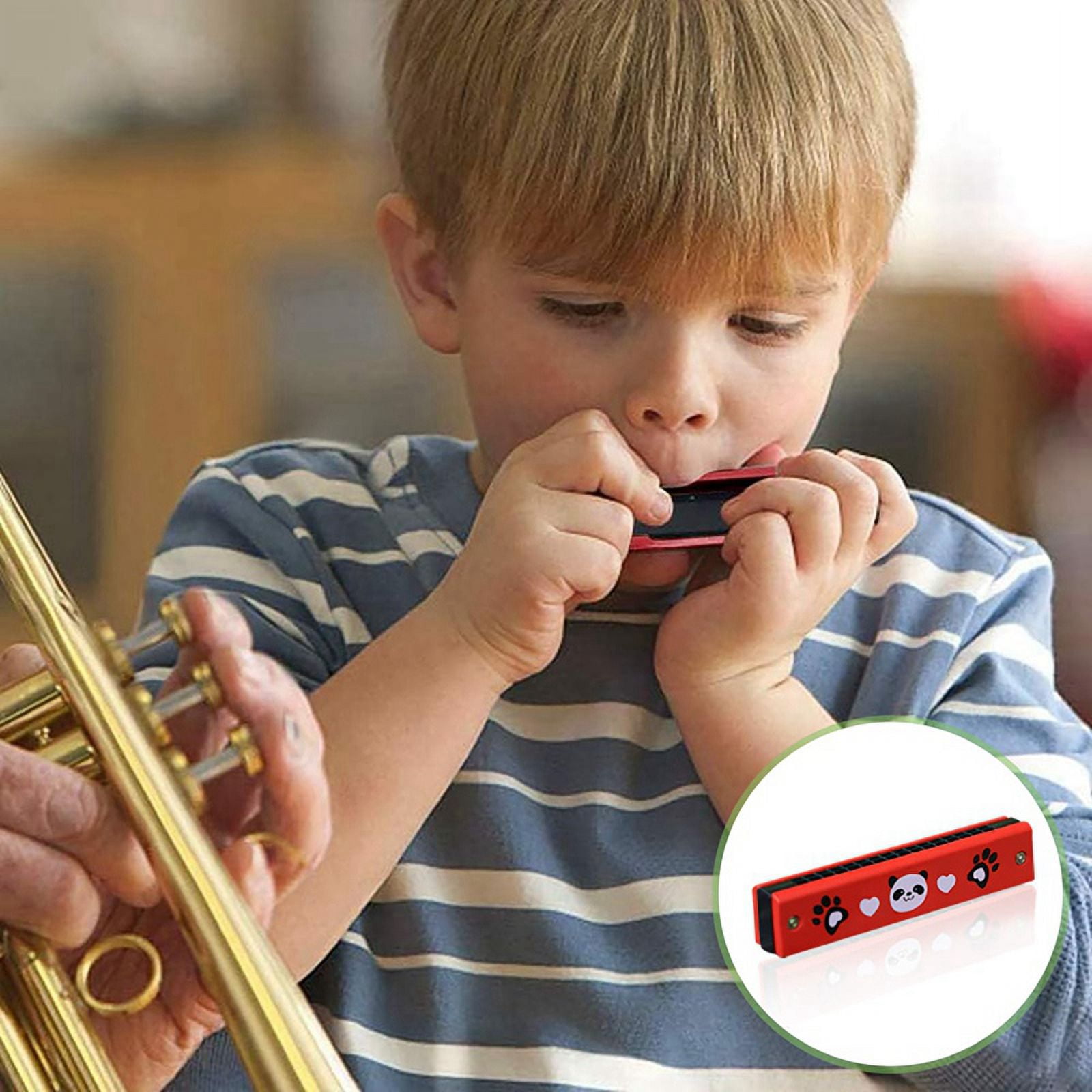 Children'S Harmonica, Pack of 4 Diatonic Harmonica, Wooden Musical ...