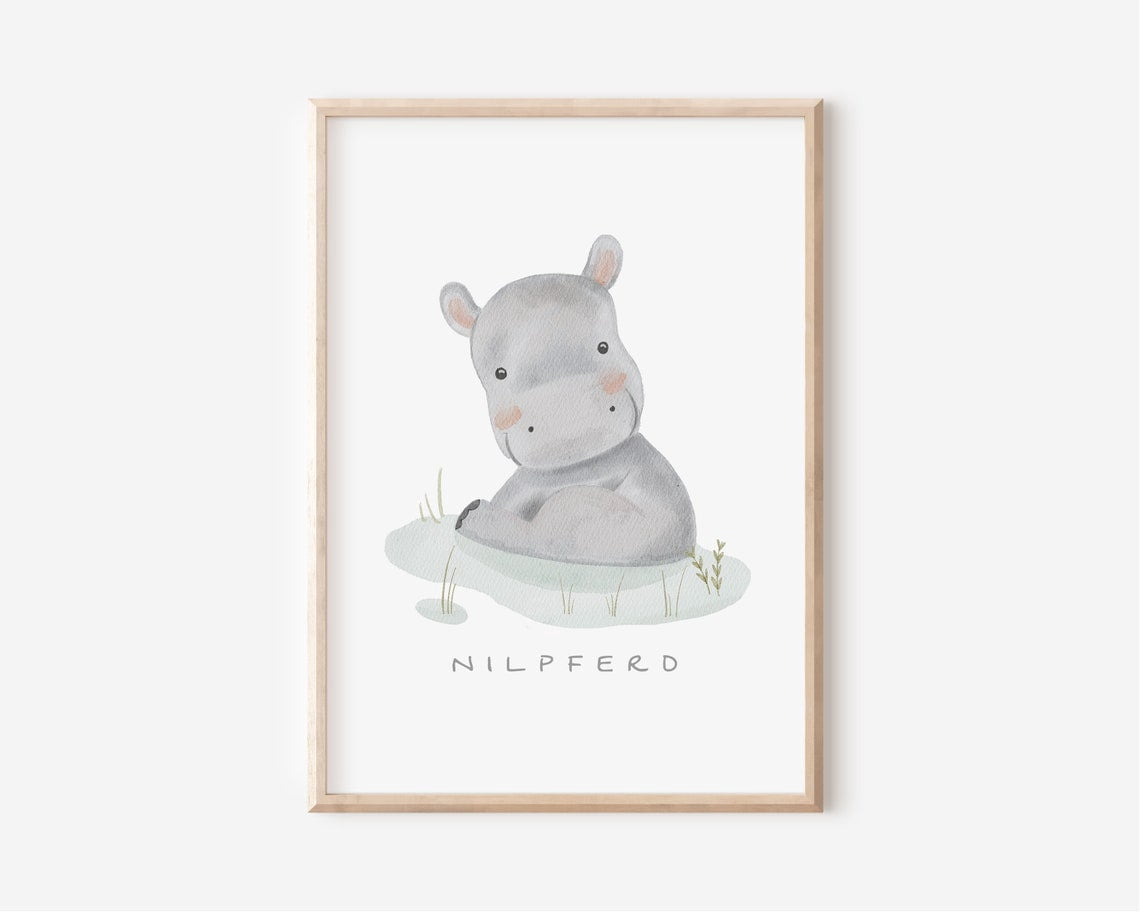 Children'S Hippo Picture Hippopotamus Poster Animal Poster Children'S ...