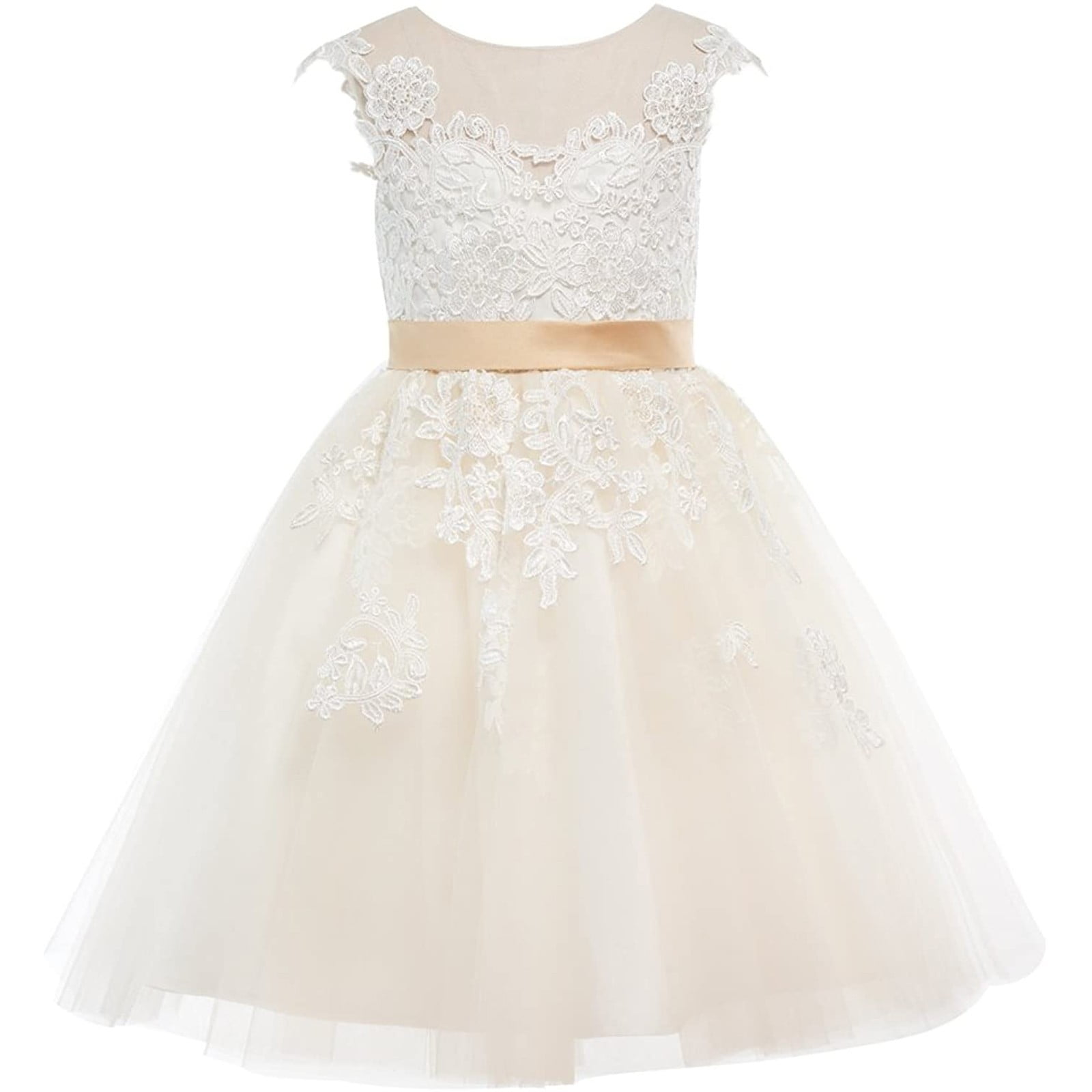 Children'S Lace Tulle Wedding Dress Flower Girl Dress Junior Bridesmaid ...