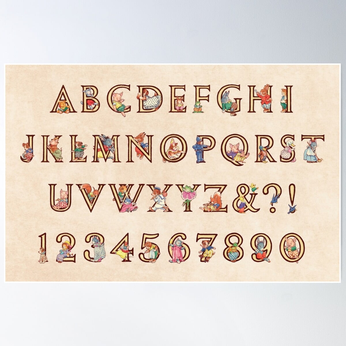 Children'S Nursery - Alphabet And Numbers Poster Wall Art, Modern Wall ...