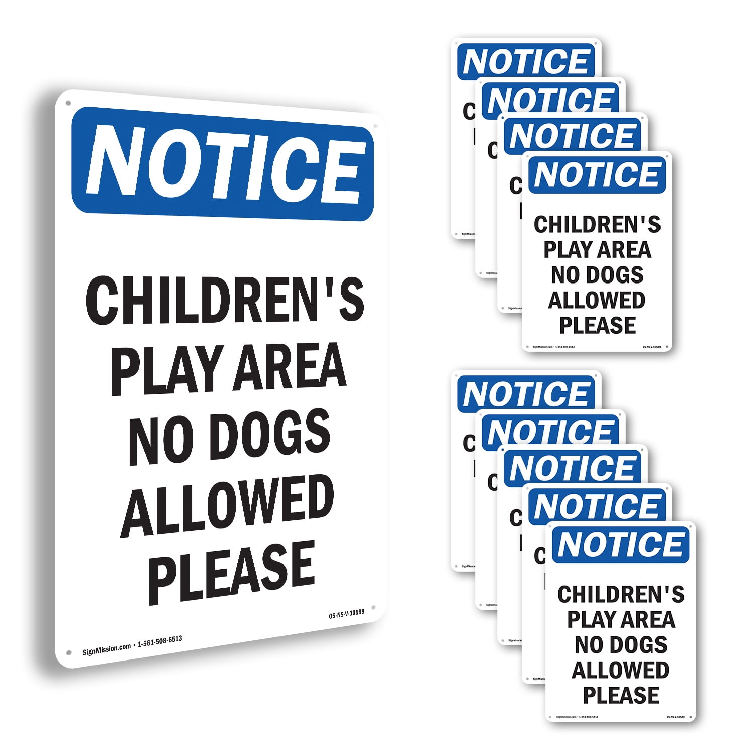 Children'S Play Area No Dogs Allowed OSHA Notice Rigid Plastic Sign 14 ...