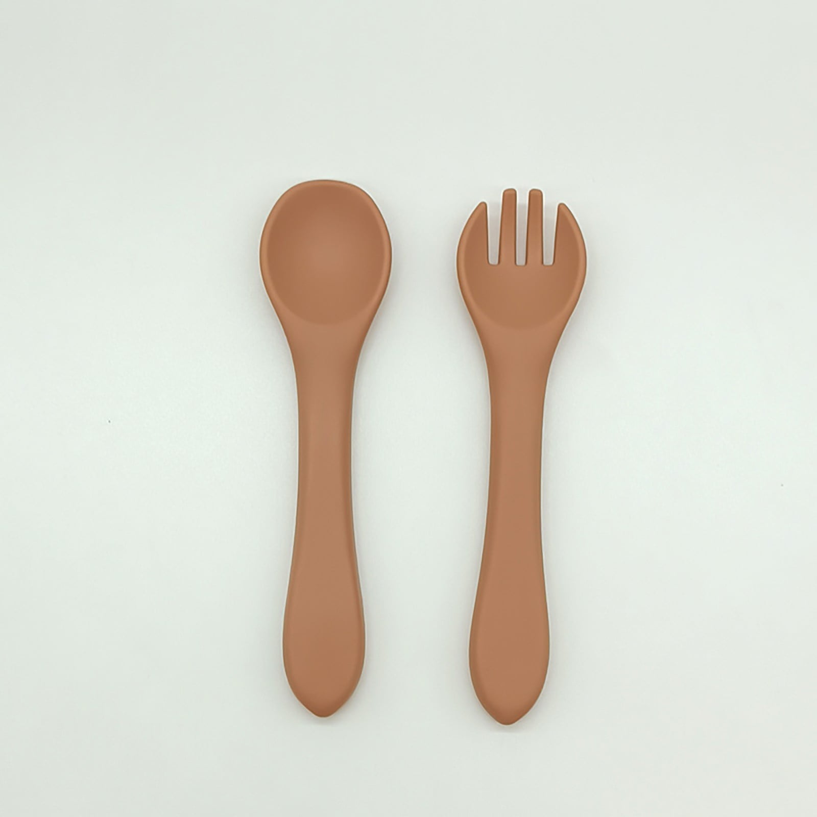 Children'S Silicone Spoon and Fork Set Baby Eating Training Spoon Food ...
