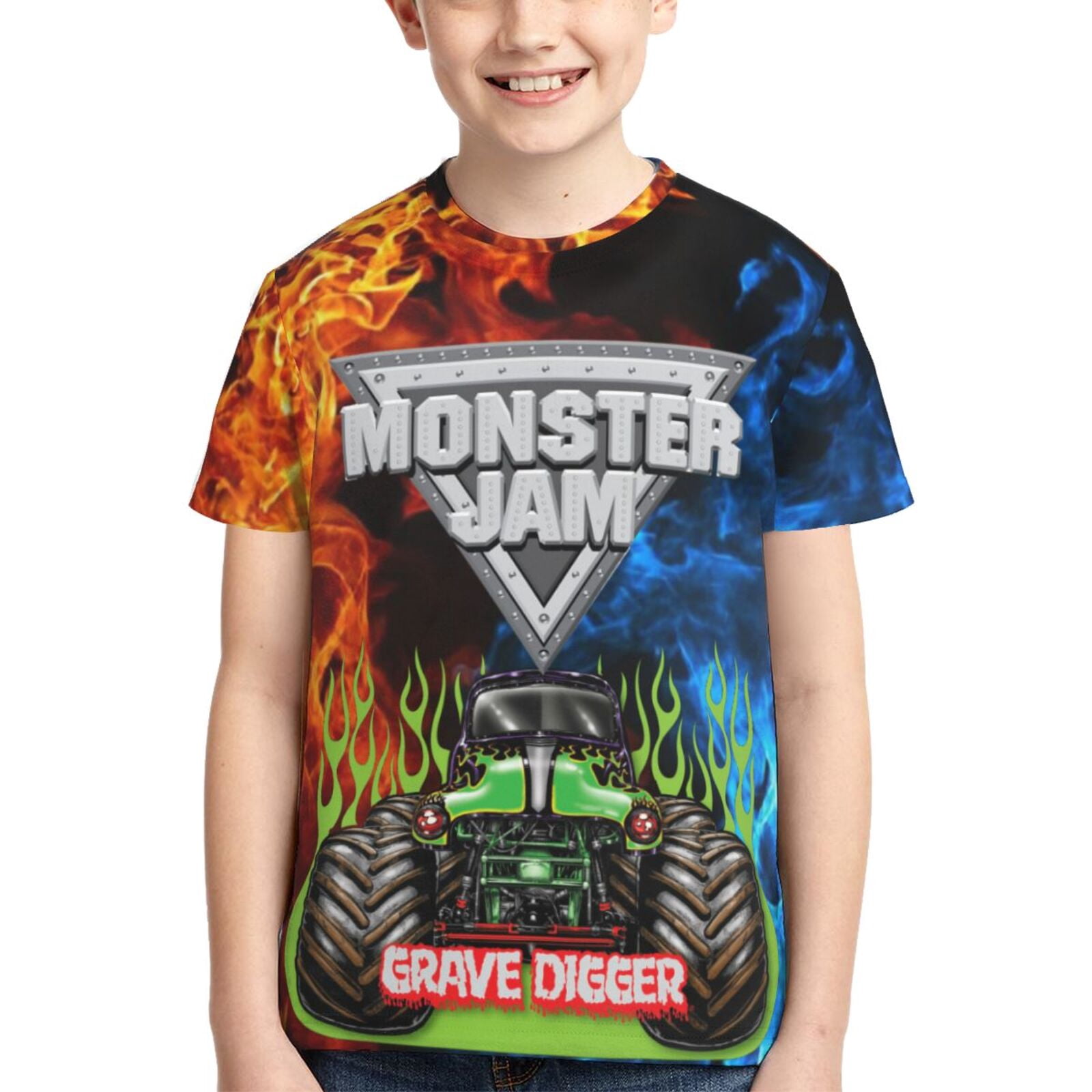 Children'S T-Shirt Monster Truck Jam Fashion Summer Breathable Short ...