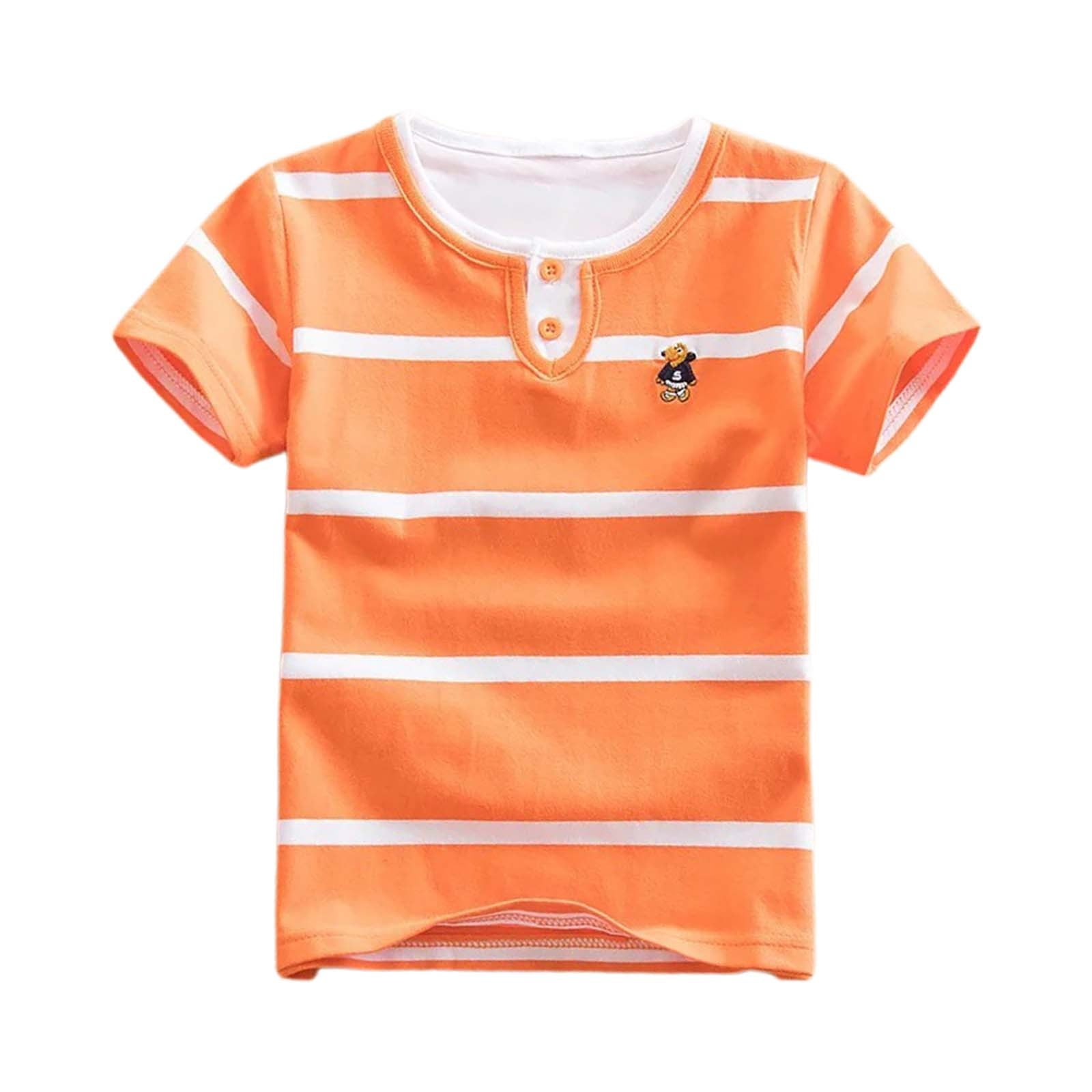 Children Shirts for Boys Summer New Striped Short Sleeve Crew Neck ...