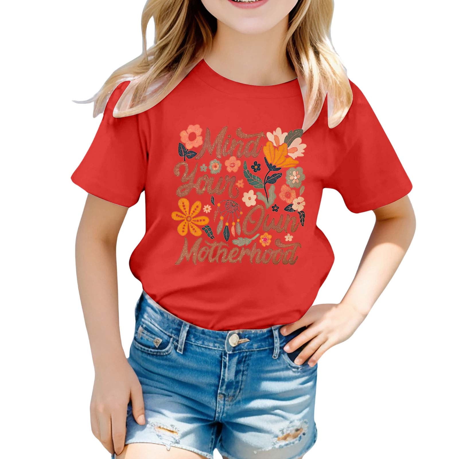 Children Shirts for Girls Summer Baby Crew Neck Short Sleeve Cartoon ...