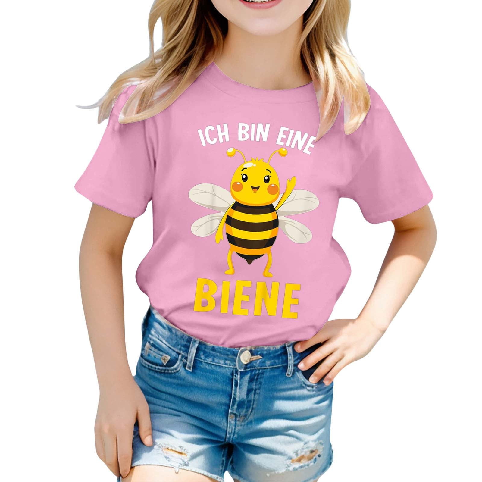 Children Shirts for Girls Summer Baby Round Neck Short Sleeve Cartoon ...