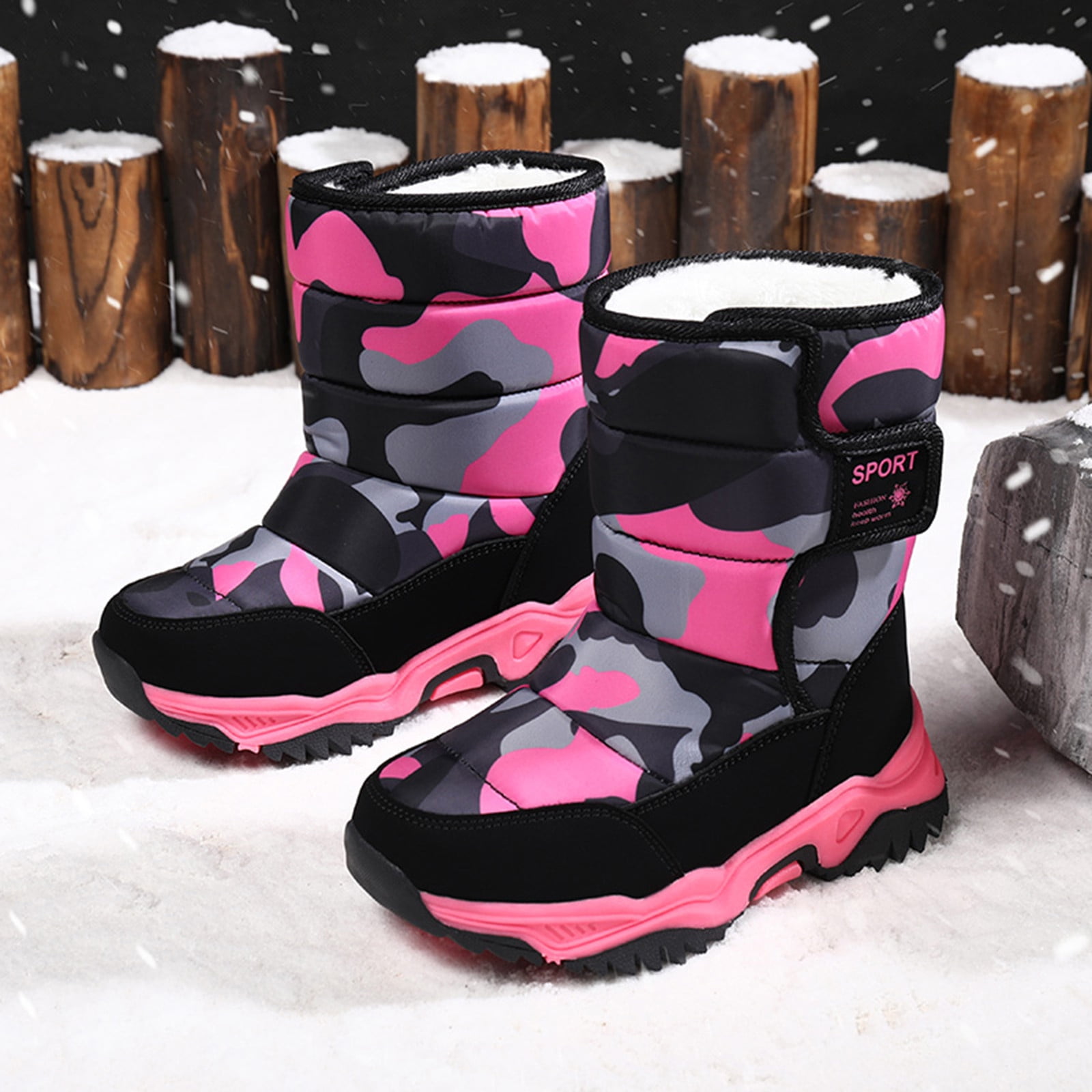 Children Shoes Camouflage Snow Boots Girls Boys Outdoor Boots ...