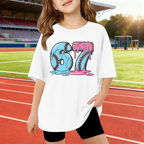 Children Short Sleeve Crew Neck T-Shirts Fun Letter Graphic Tee Tops ...