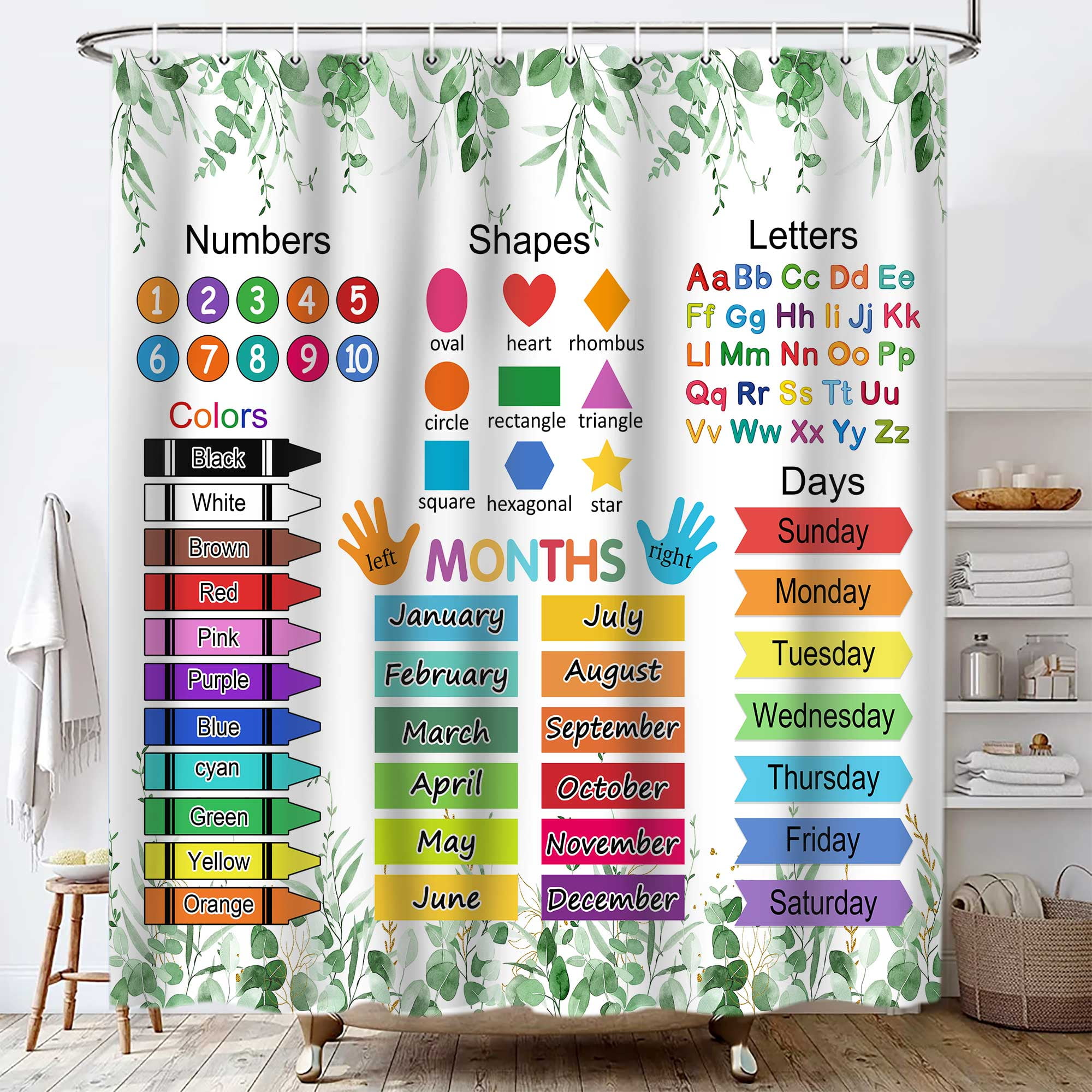 Children Shower Curtain, Science Education Themed Bathroom Decor Kids ...