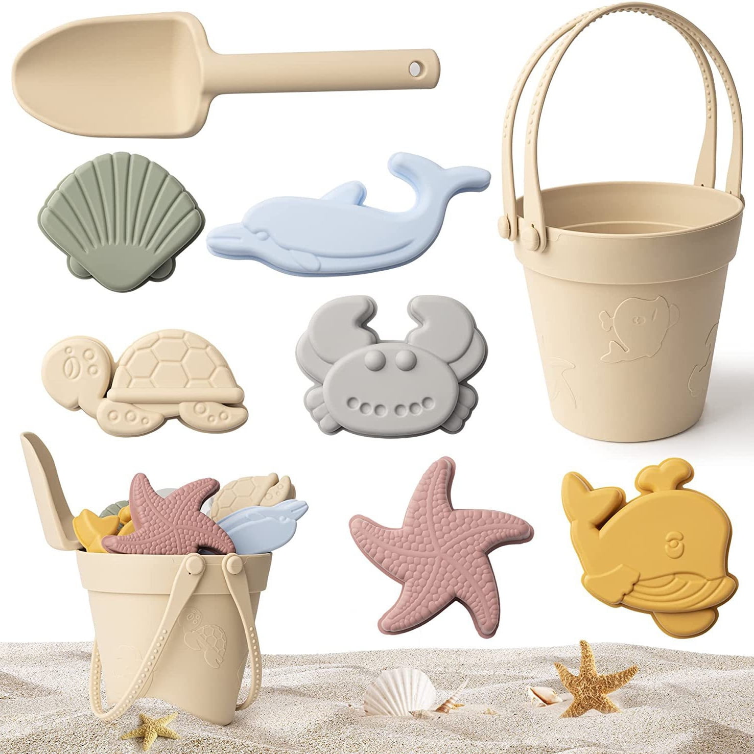 Children Silicone Beach Toy Shovel Ocean Outdoor Parent-child Beach ...