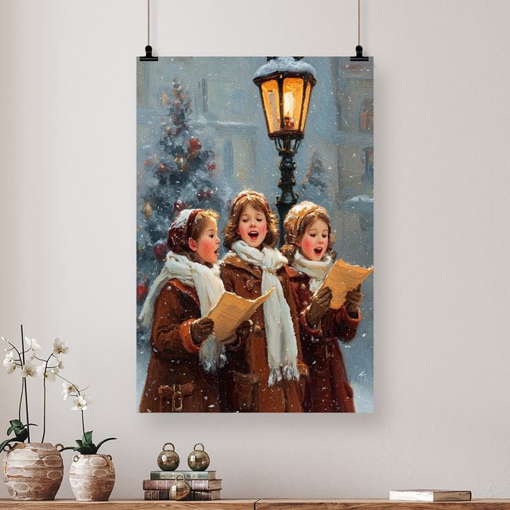 Children Singing Chr.ist.mas Carols Norman Rockwell Style Poster Size ...
