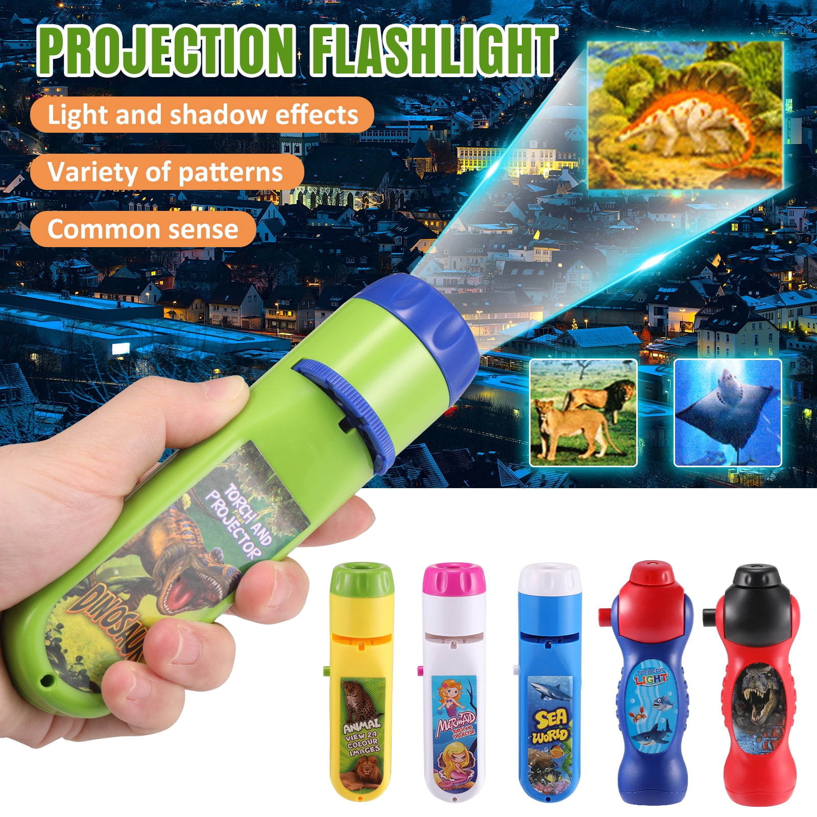 KKSQ Projection Flashlight 24 Patterns Kids Flashlight - Walmart.com