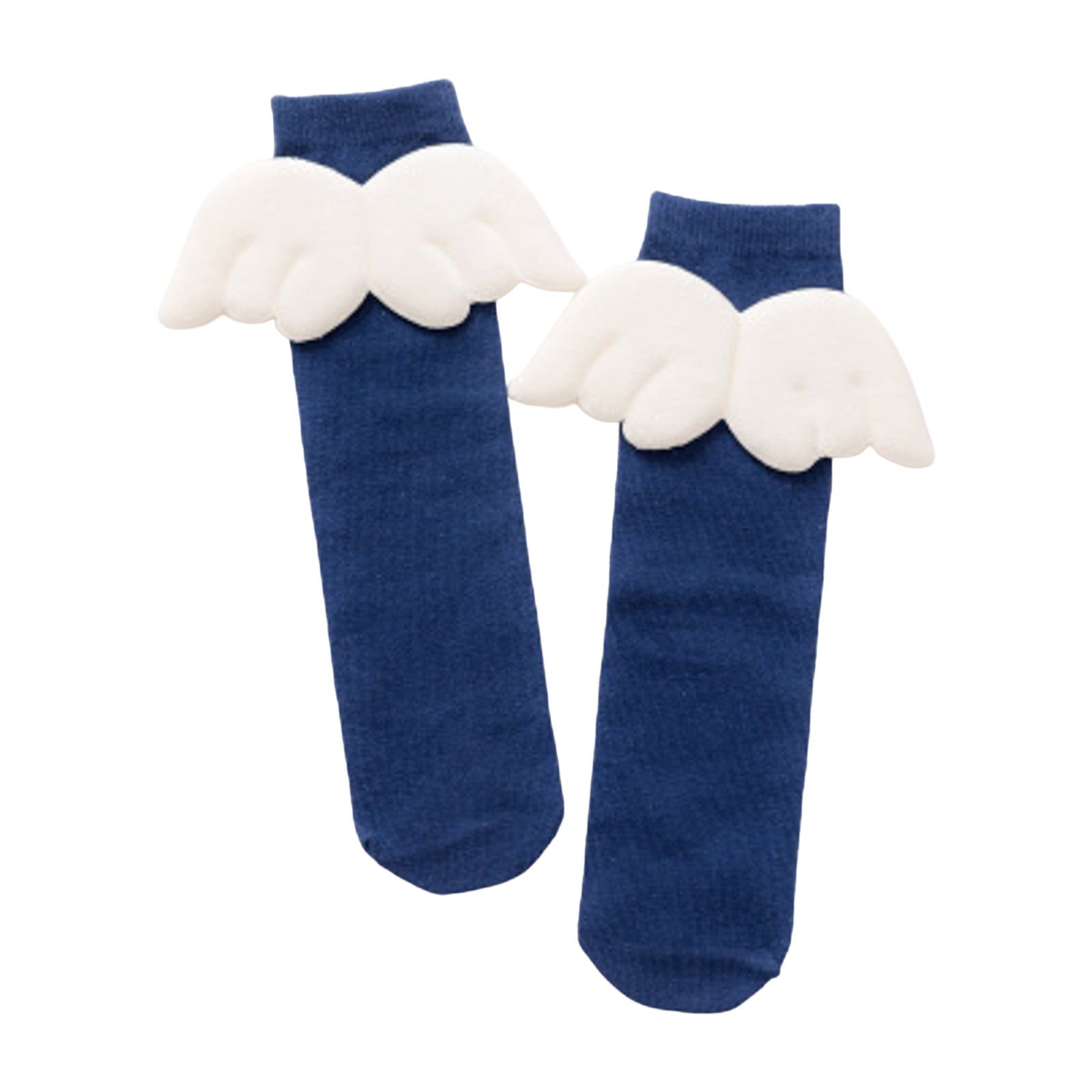 Children Socks Stockings Solid Color Wing Bow Half High Tube Pile Socks ...