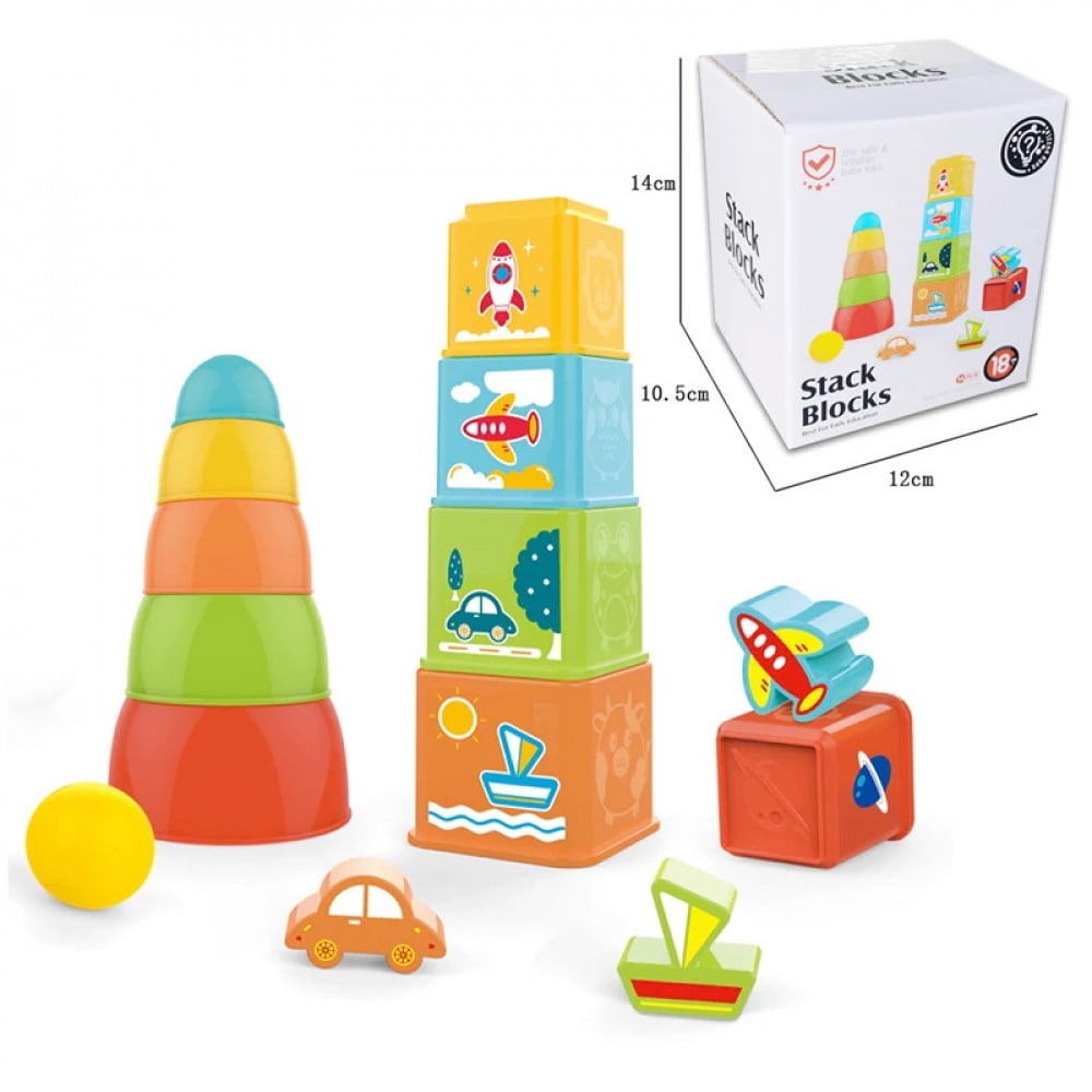 Children Stacking Cup Sorting Toys Set Traffic Shape Matching Stack ...