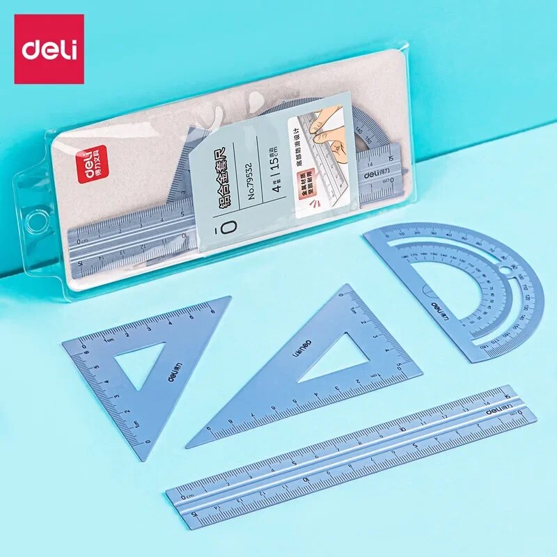 Children Study Aluminium Ruler Set Metal/Plastic/Soft Geometry Maths ...
