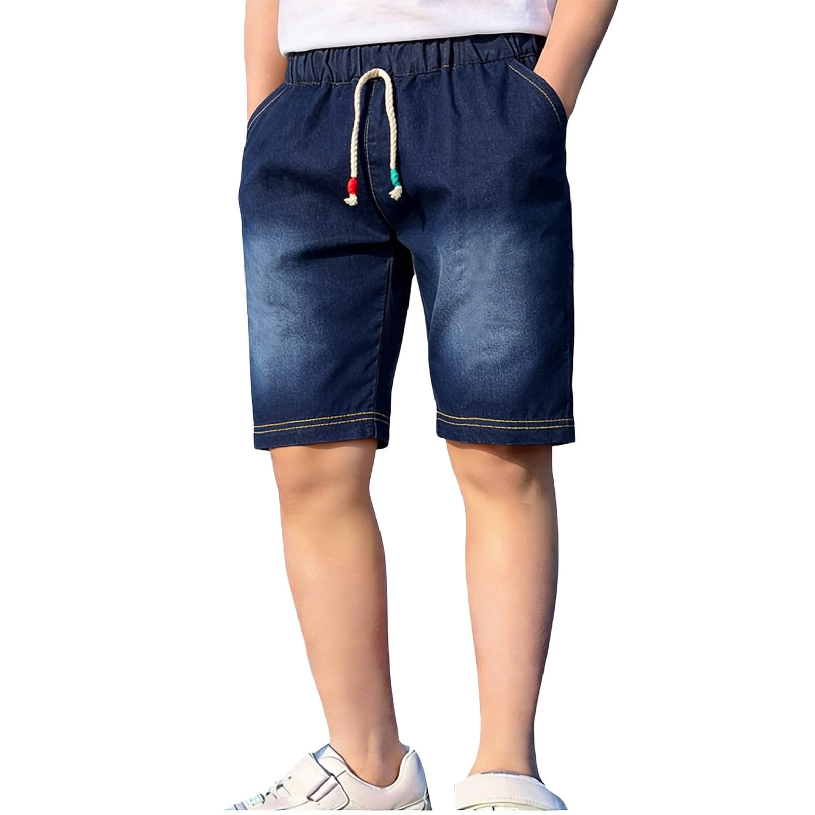 Children Summer Girls' Jeans Short Pants Loose Pants Straight Leg Pants ...
