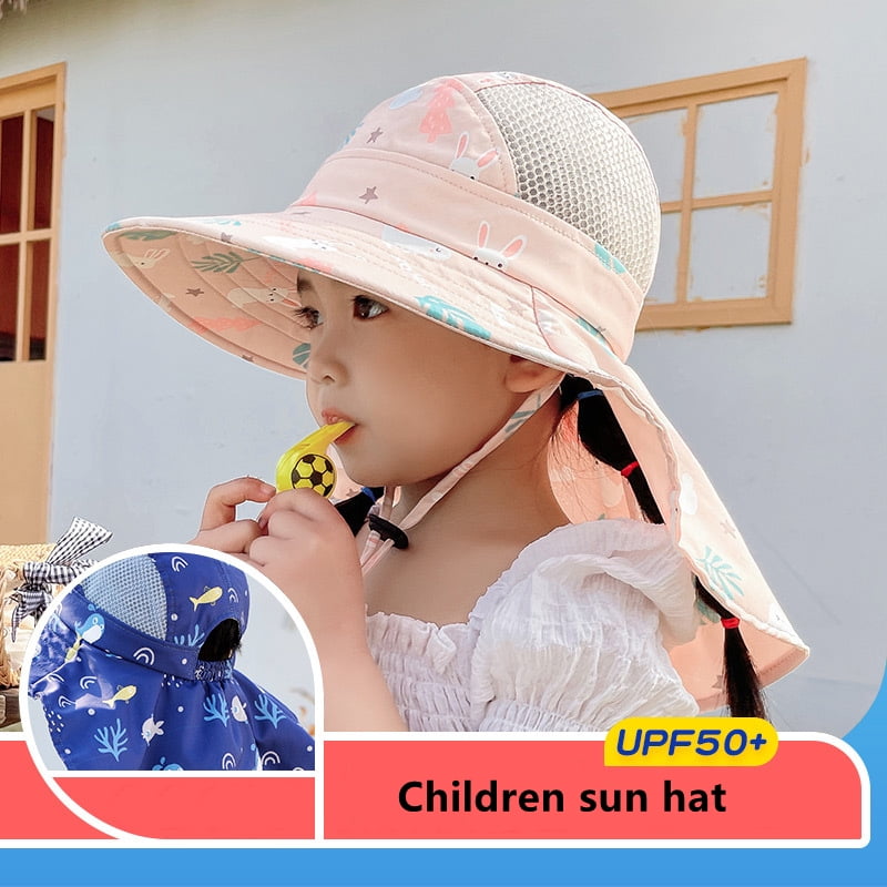 Children Sun Hat Summer Kids Outdoor Neck Ear Cover Anti UV Protection ...