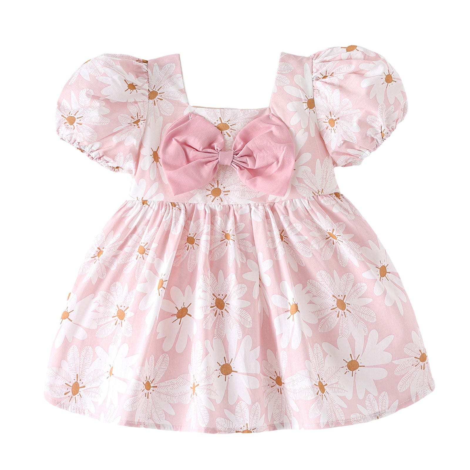 Children Sundresses for Girls Baby Floral Print Summer Party Puff Short ...