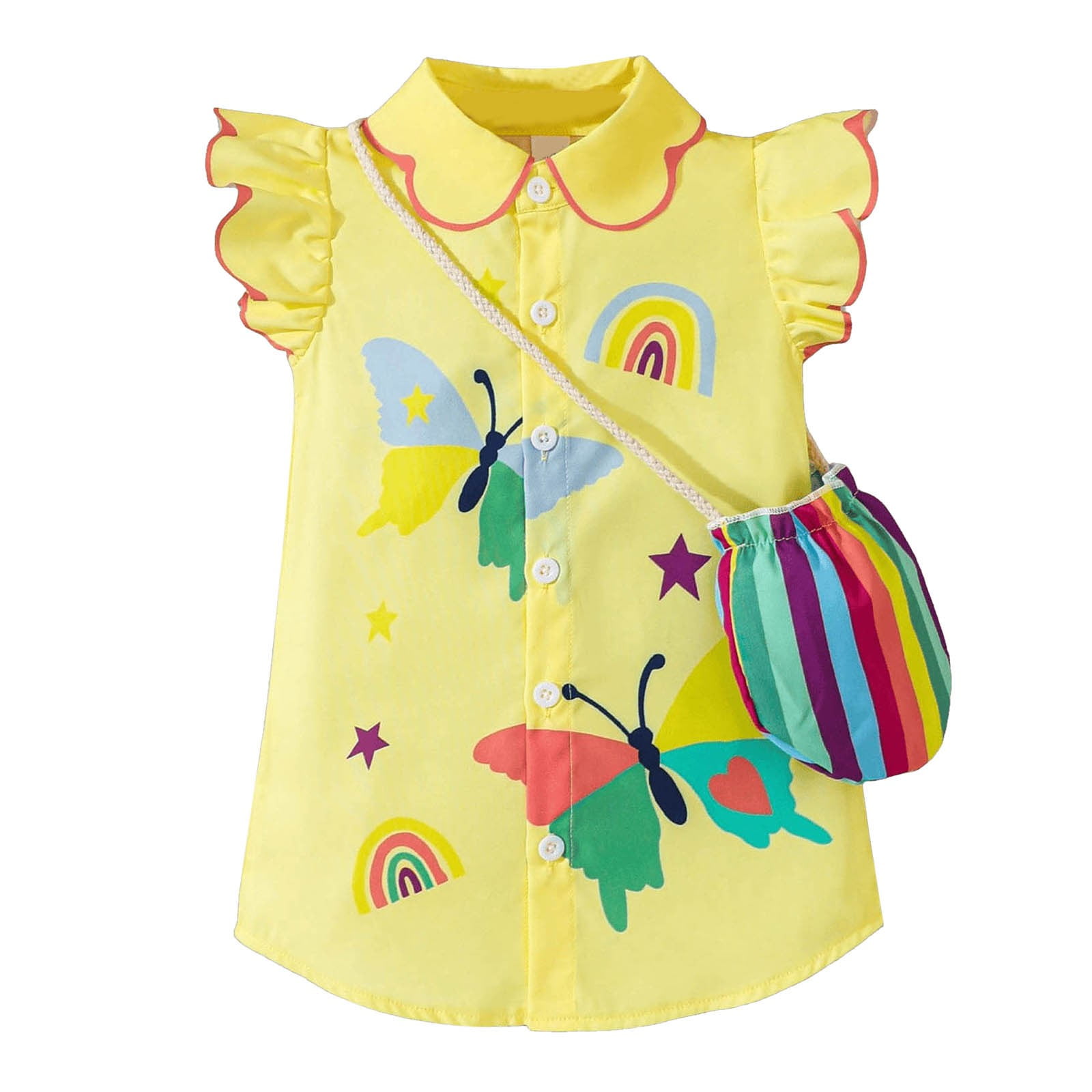 Children Sundresses for Kids 2025 Floral Printed Flying 1/4 Sleeve A ...