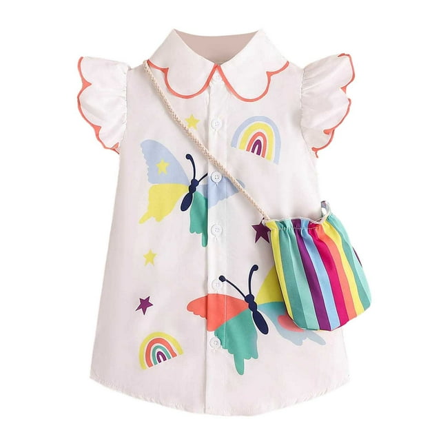 Children Sundresses for Kids 2025 Floral Printed Flying 1/4 Sleeve A ...