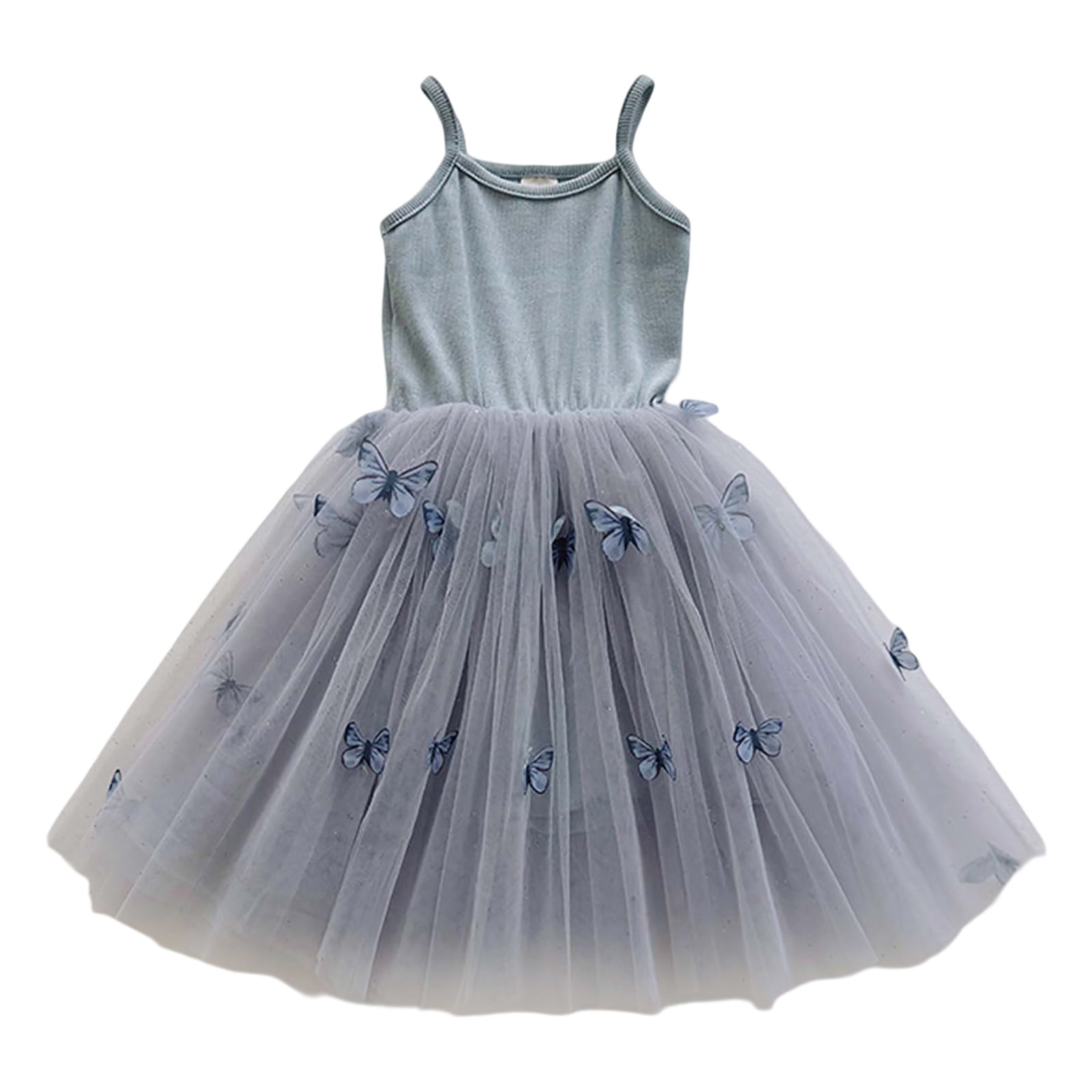 Children Sundresses for Kids Sleeveless Suspenders Mesh Butterfly ...