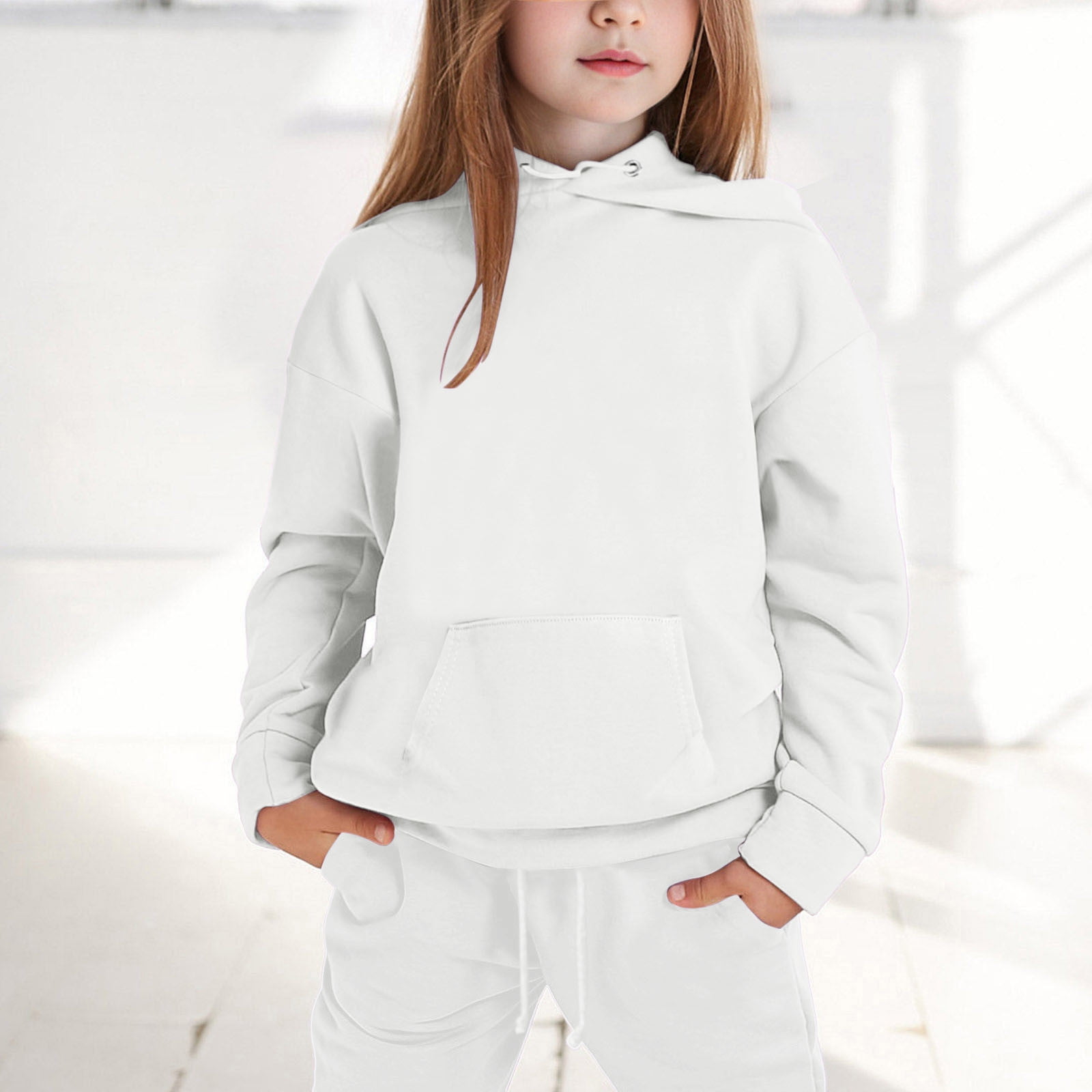 Children Sweatsuit Set 2 PC Outfits for Kids Solid Tracksuits Sweatsuit ...