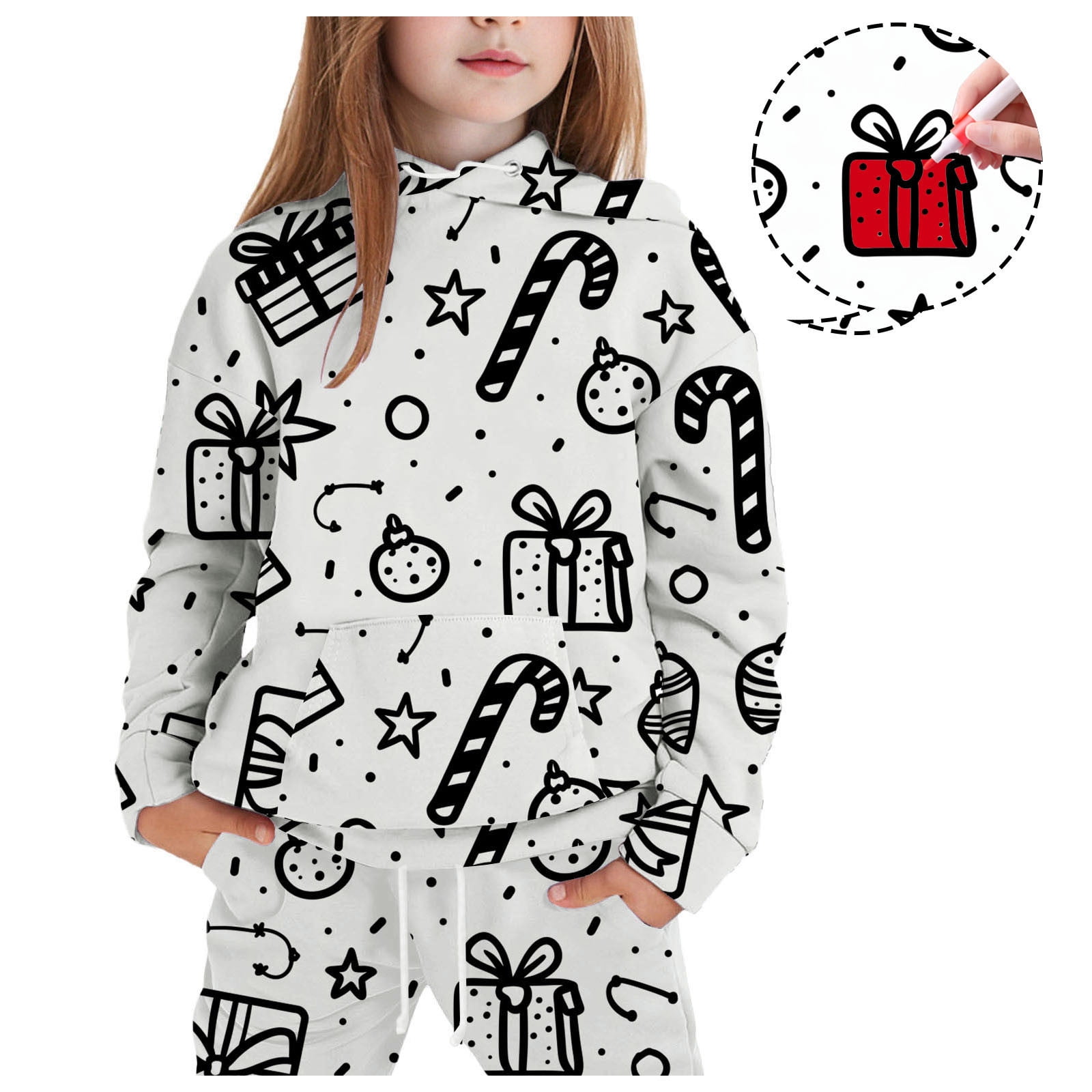 Children Sweatsuit Set 2 Piece Outfits For Kids Hooded With Sweatpants ...