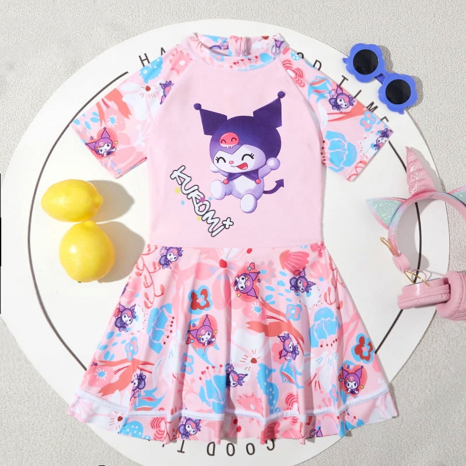 Children Swimsuit Summer Kid Sanrio Kuromi Girls Swimwear Short Sleeve ...