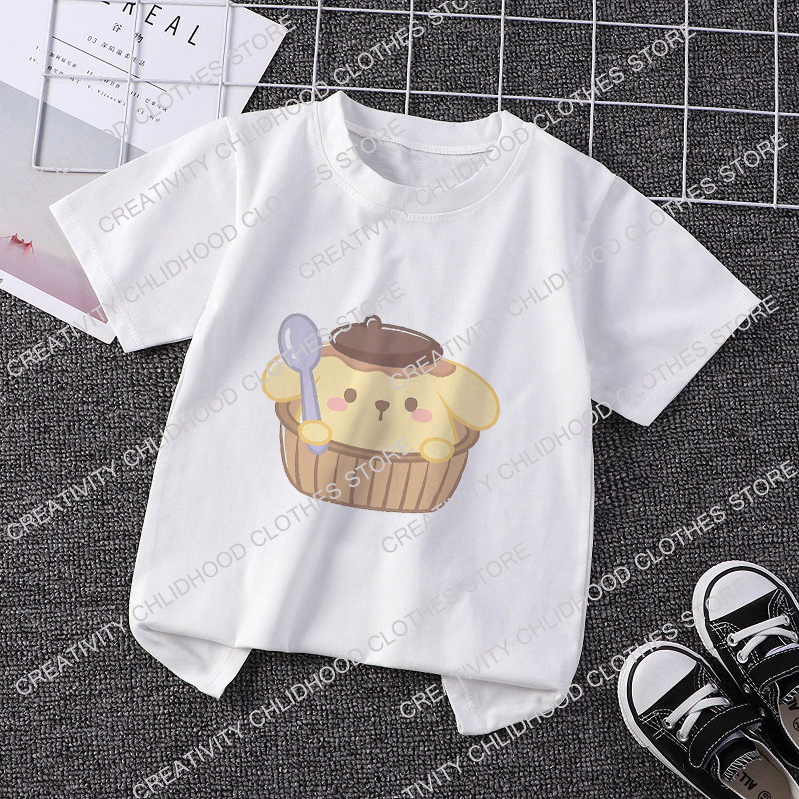 Children T-Shirt Cartoon Purin Cake Kuromis Hellikittys Cinnamorolls ...
