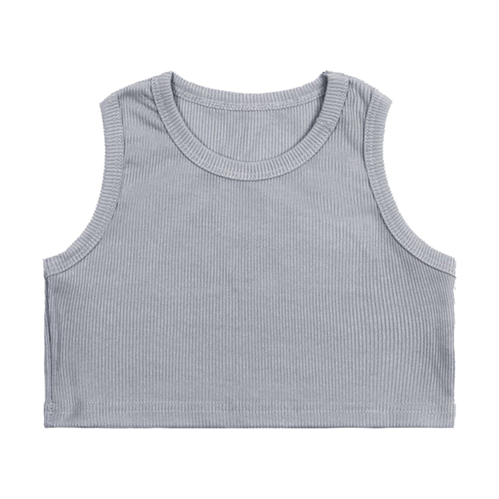 Children T-Shirts Girls Dance Tank Baby Short Sleeve Round Neck Solid ...